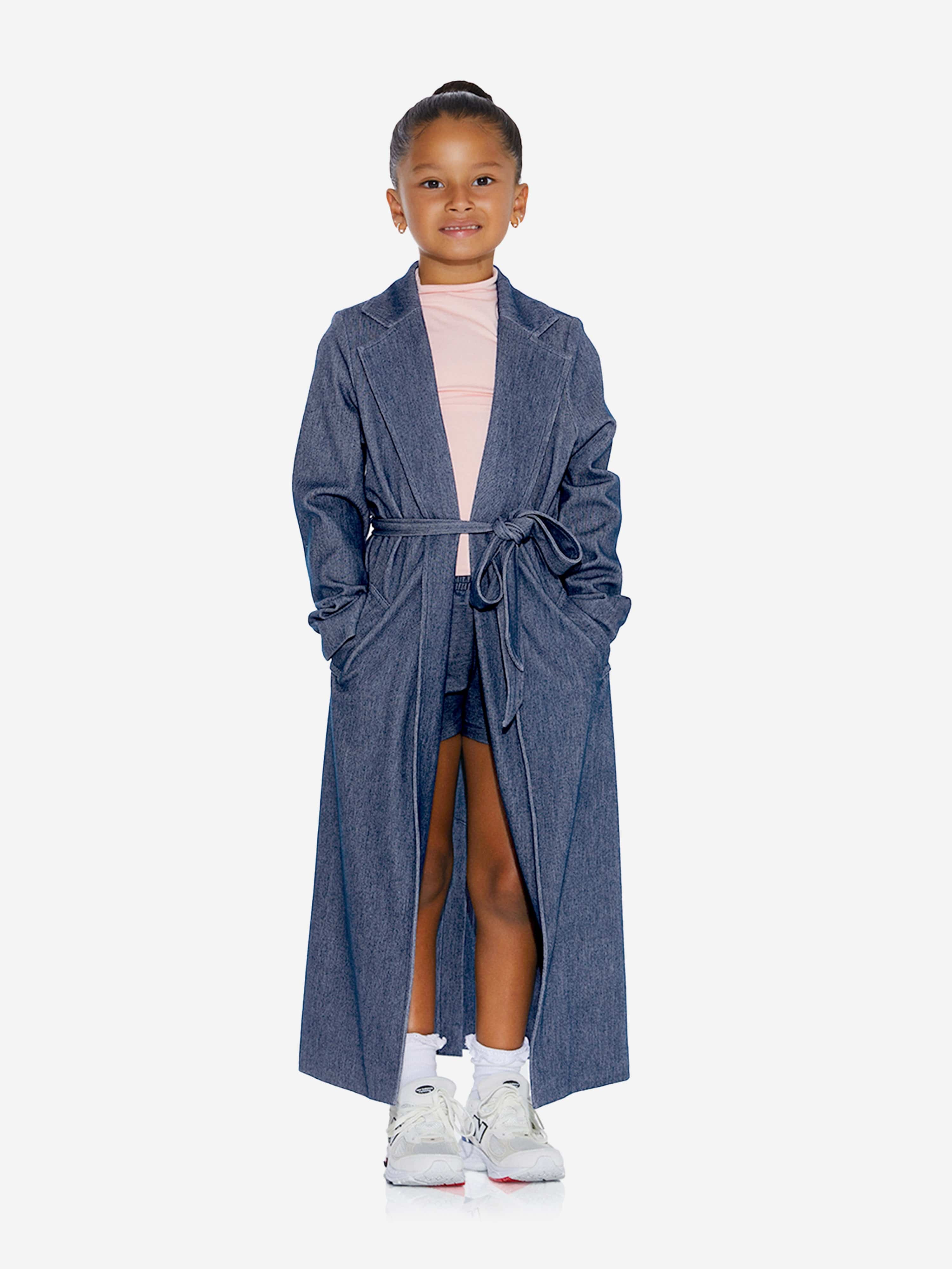AY by AYLA Girls Denim Look Belted Trench Coat in Blue | Childsplay ...