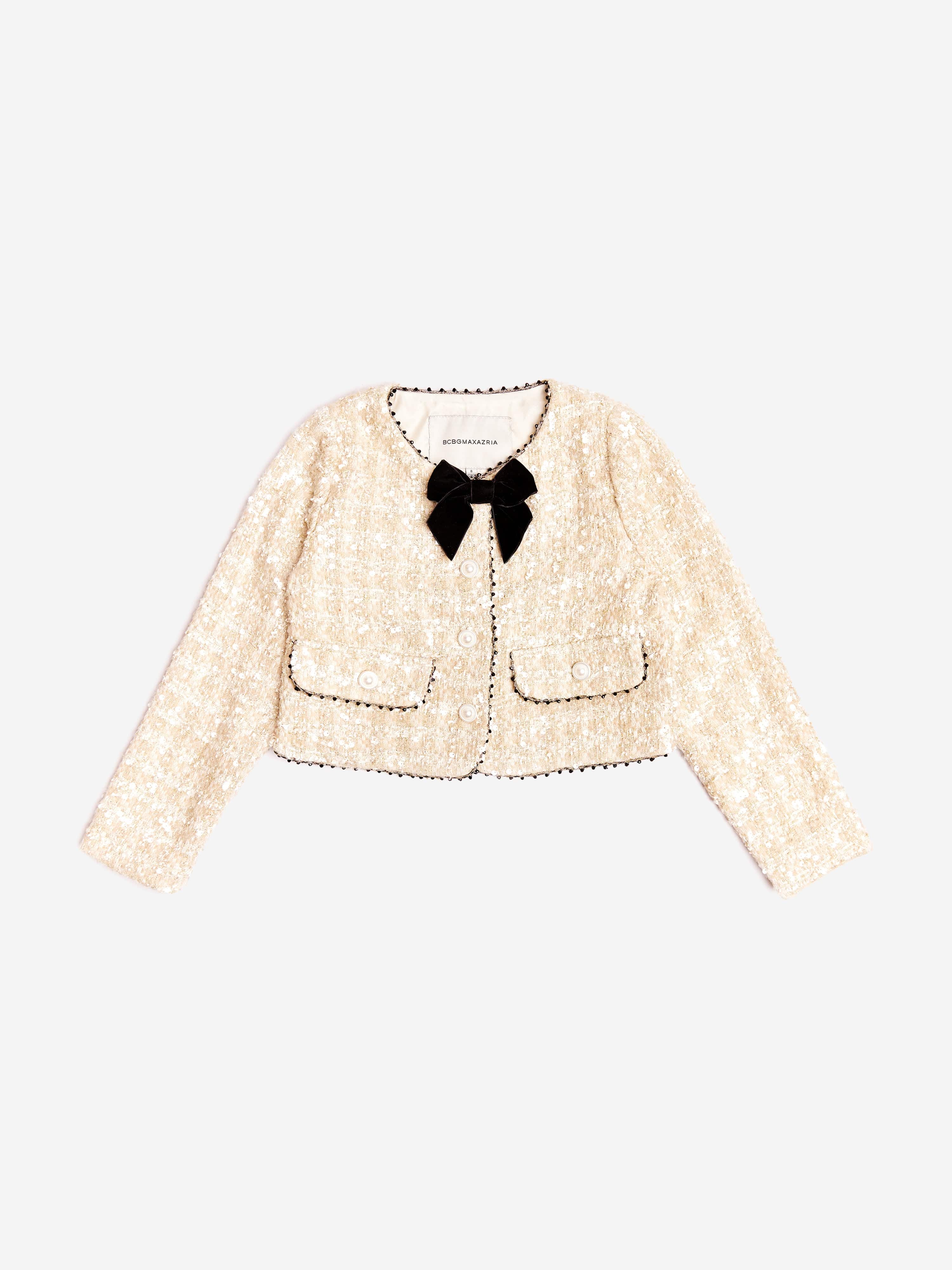 BCBGMAXAZRIA Girls Tweed Jacket in Gold | Childsplay Clothing
