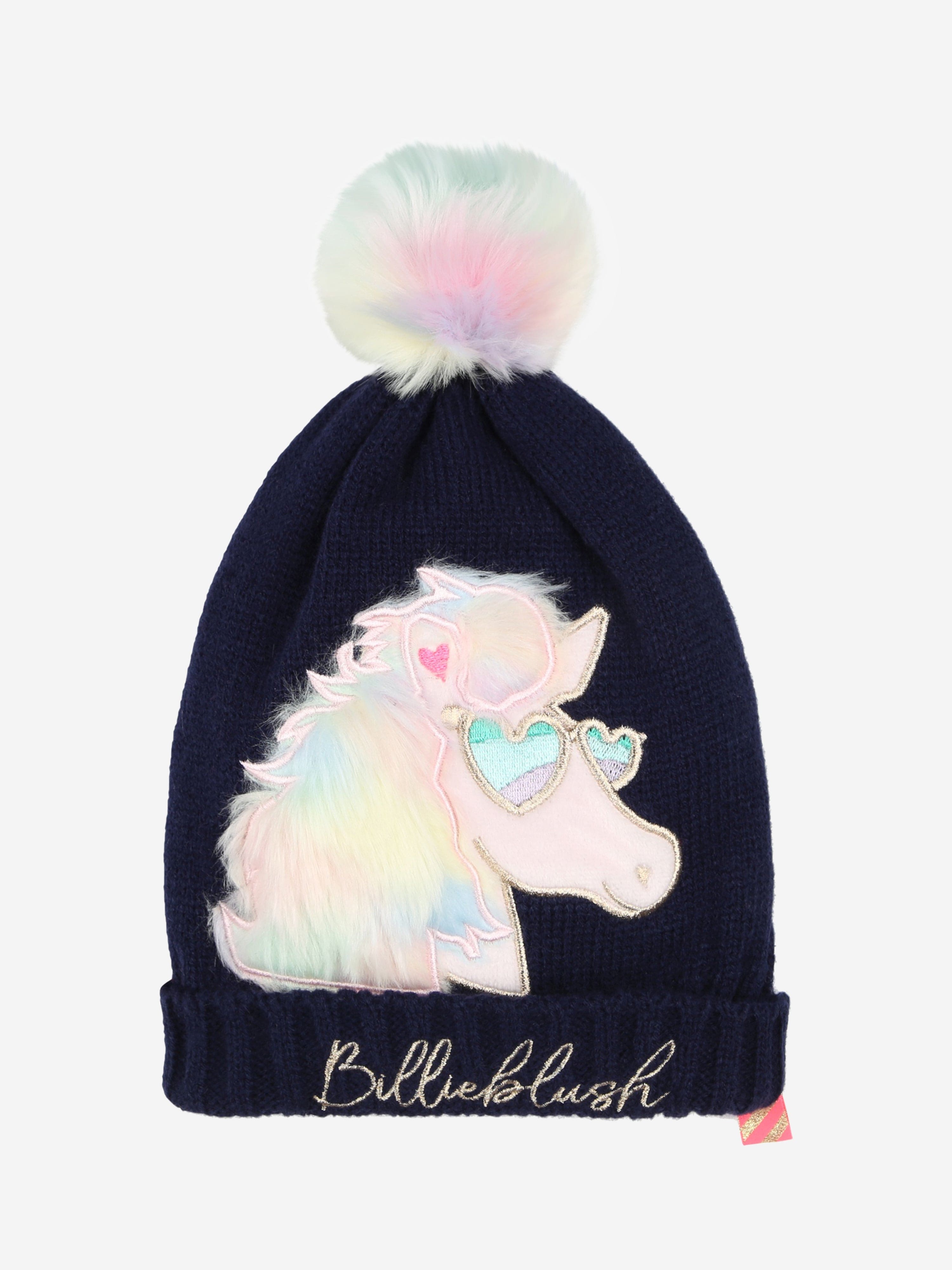 Billieblush Girls Pegasus Bobble Hat in Navy | Childsplay Clothing
