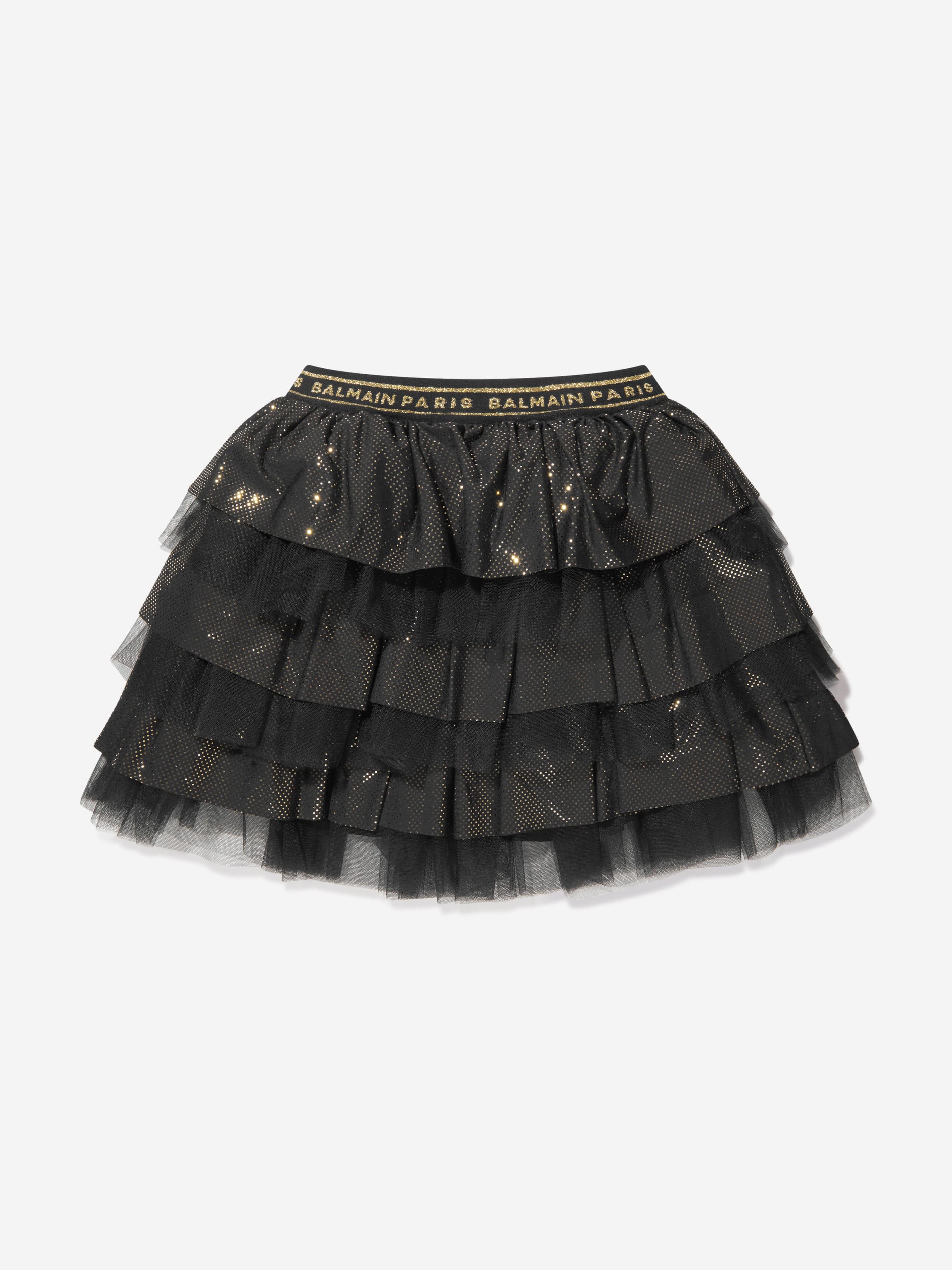 Balmain Girls Ruffle Skirt in Black | Childsplay Clothing