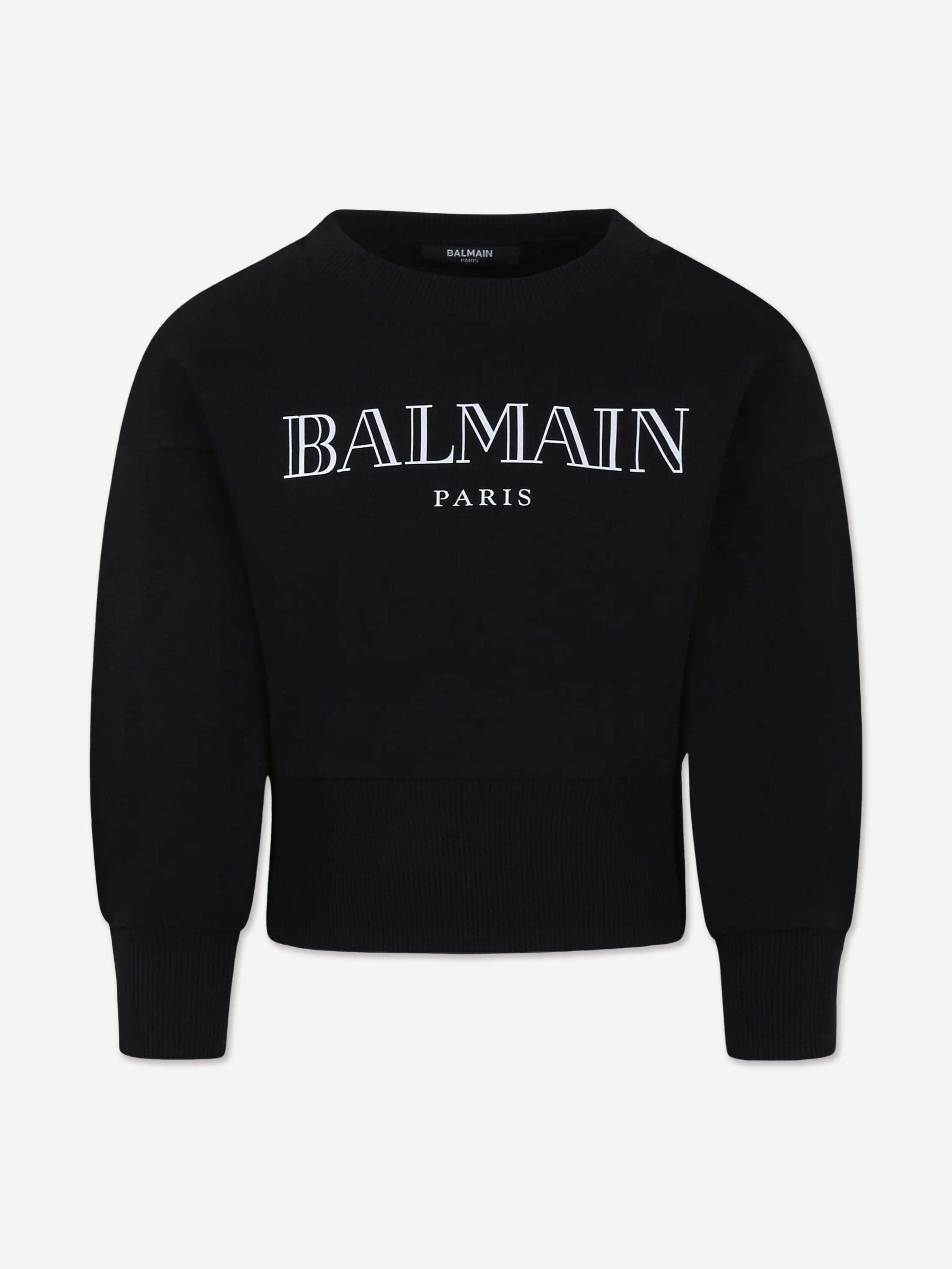 Balmain Girls Logo Sweatshirt in Black | Childsplay Clothing