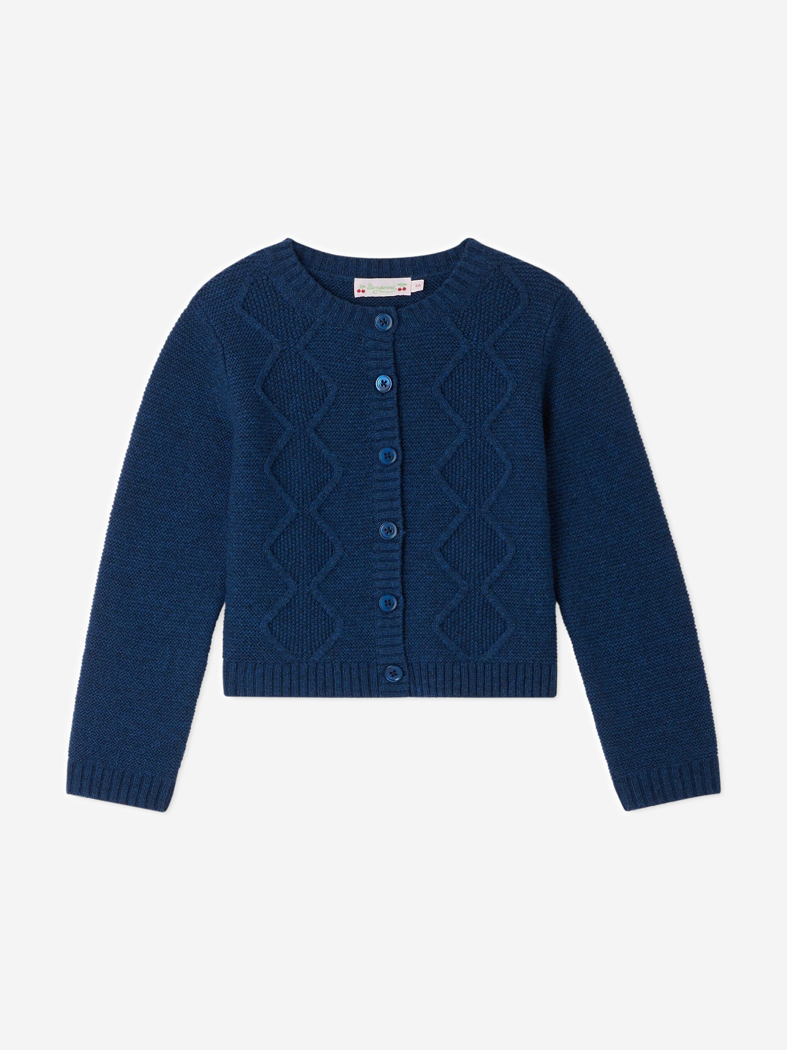 Bonpoint Girls Toscane Cardigan in Navy | Childsplay Clothing