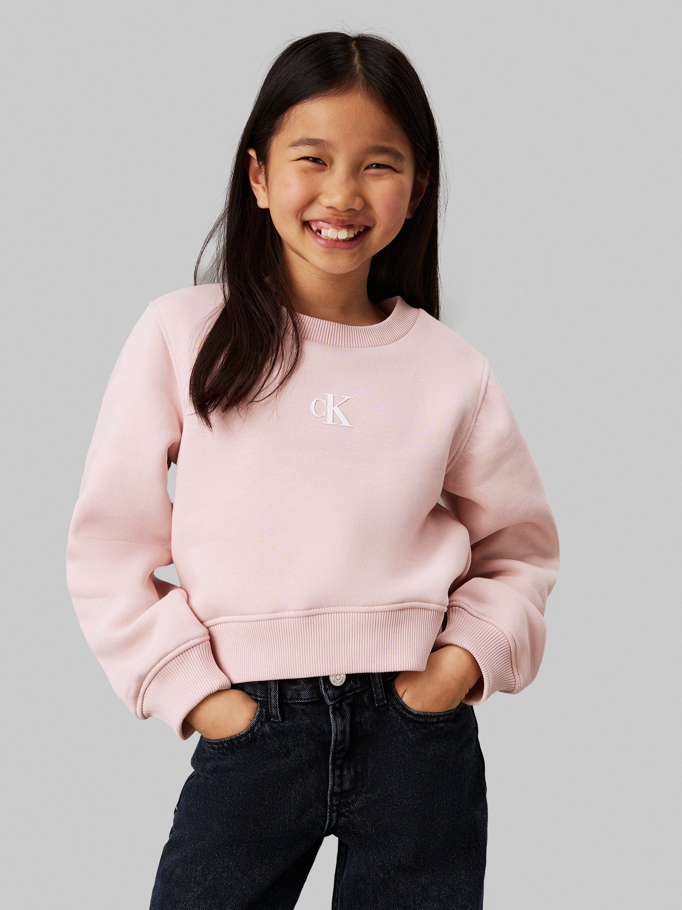 Calvin Klein Girls CK Logo Sweatshirt in Pink | Childsplay Clothing