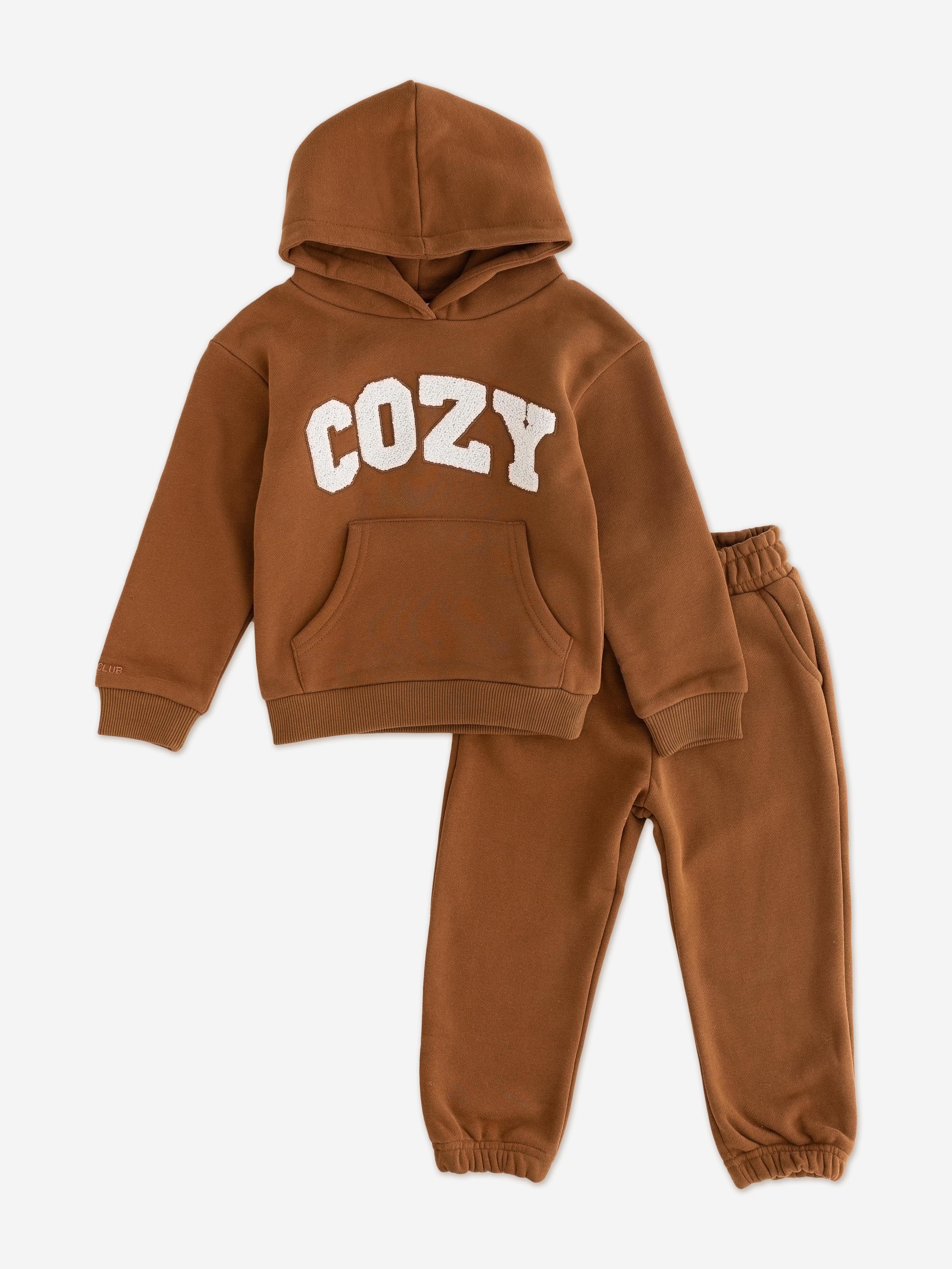 Cozy Crew Club Kids Cozy Mini Tracksuit in Brown | Childsplay Clothing
