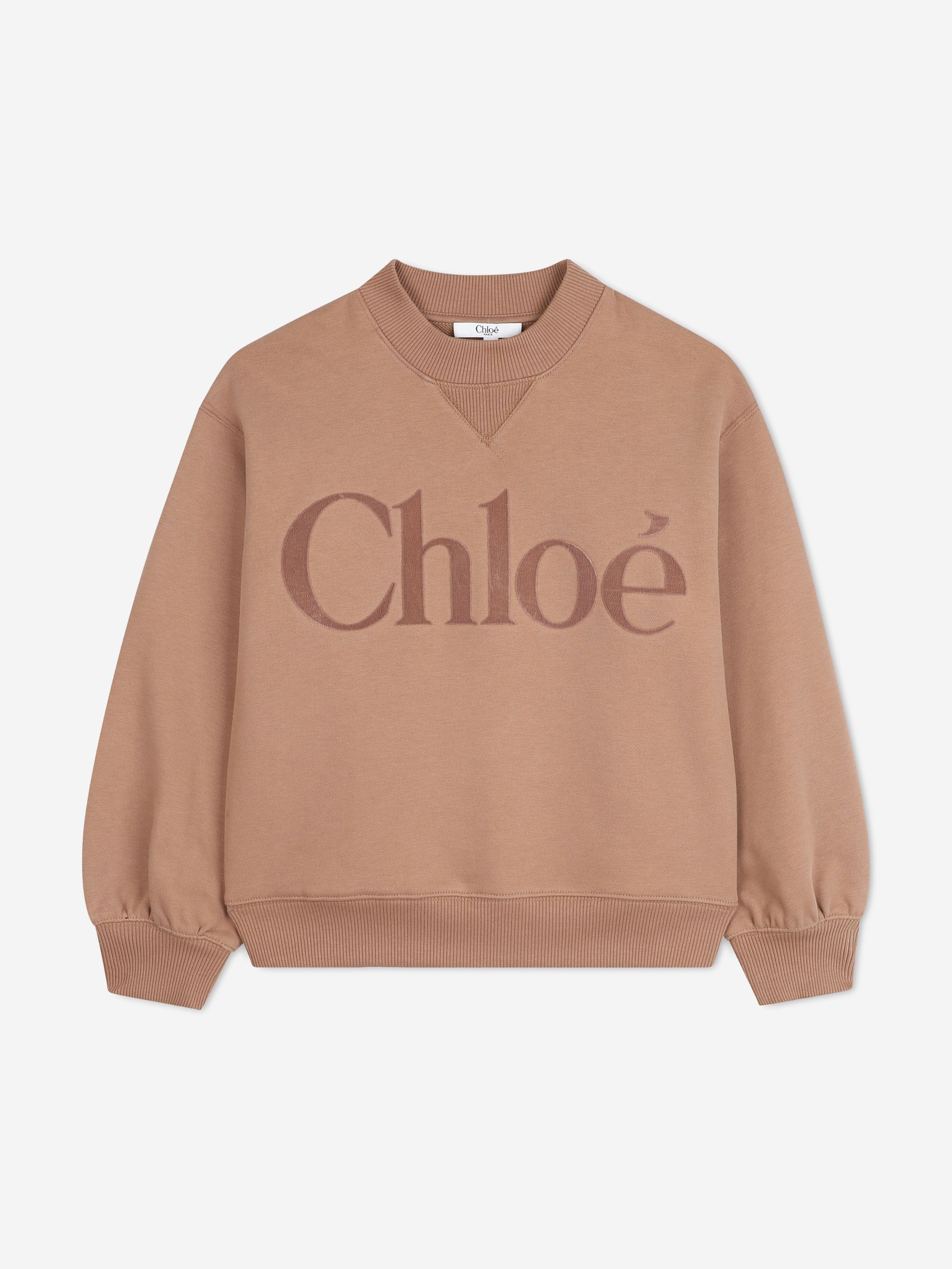 Chloé Girls Logo Sweatshirt in Brown | Childsplay Clothing