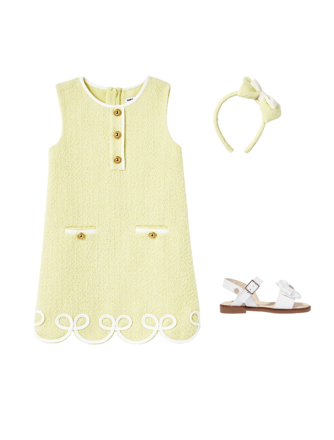 Self Portrait Girls Boucle Dress in Yellow | Childsplay Clothing