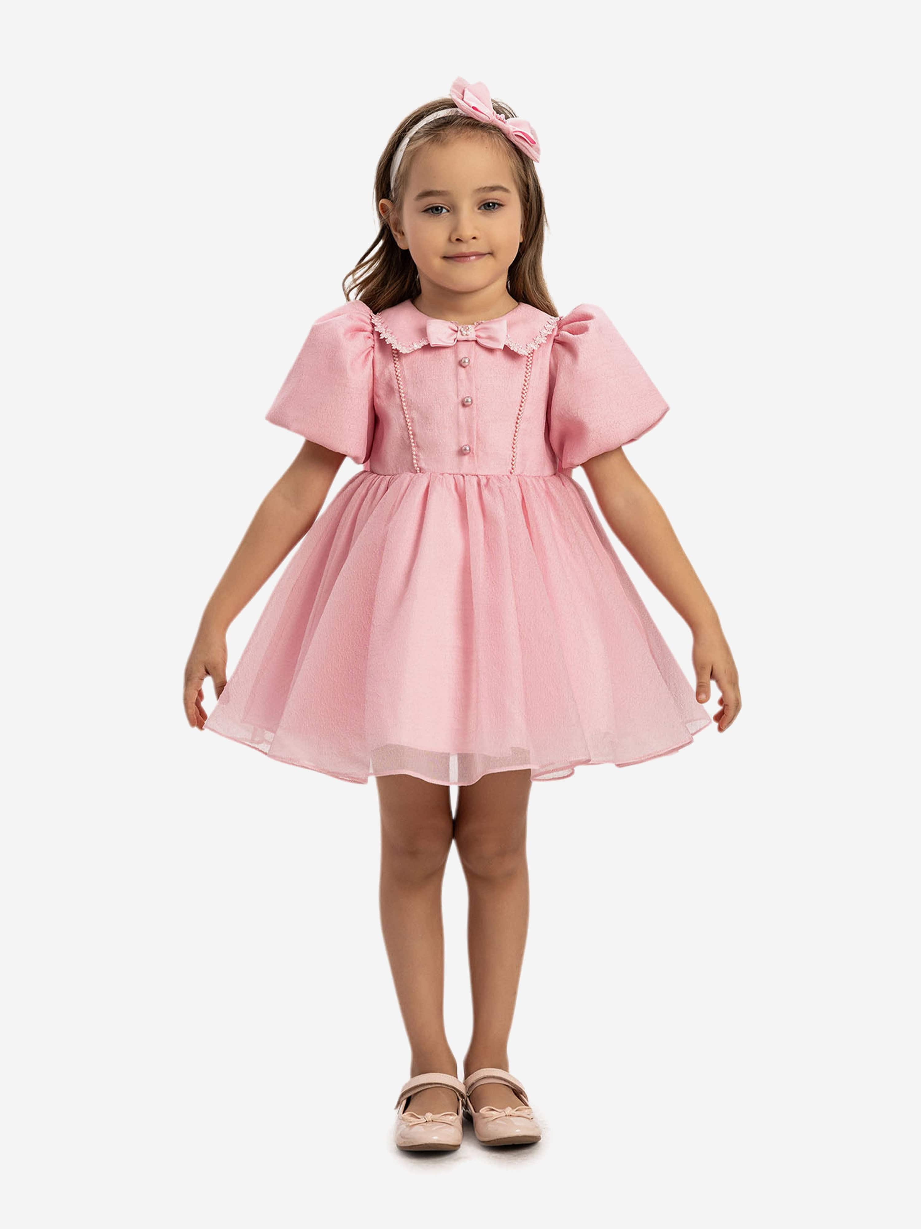 DRESS & Fleur Baby Girls Pearl Detail Dress with Headband in Pink ...