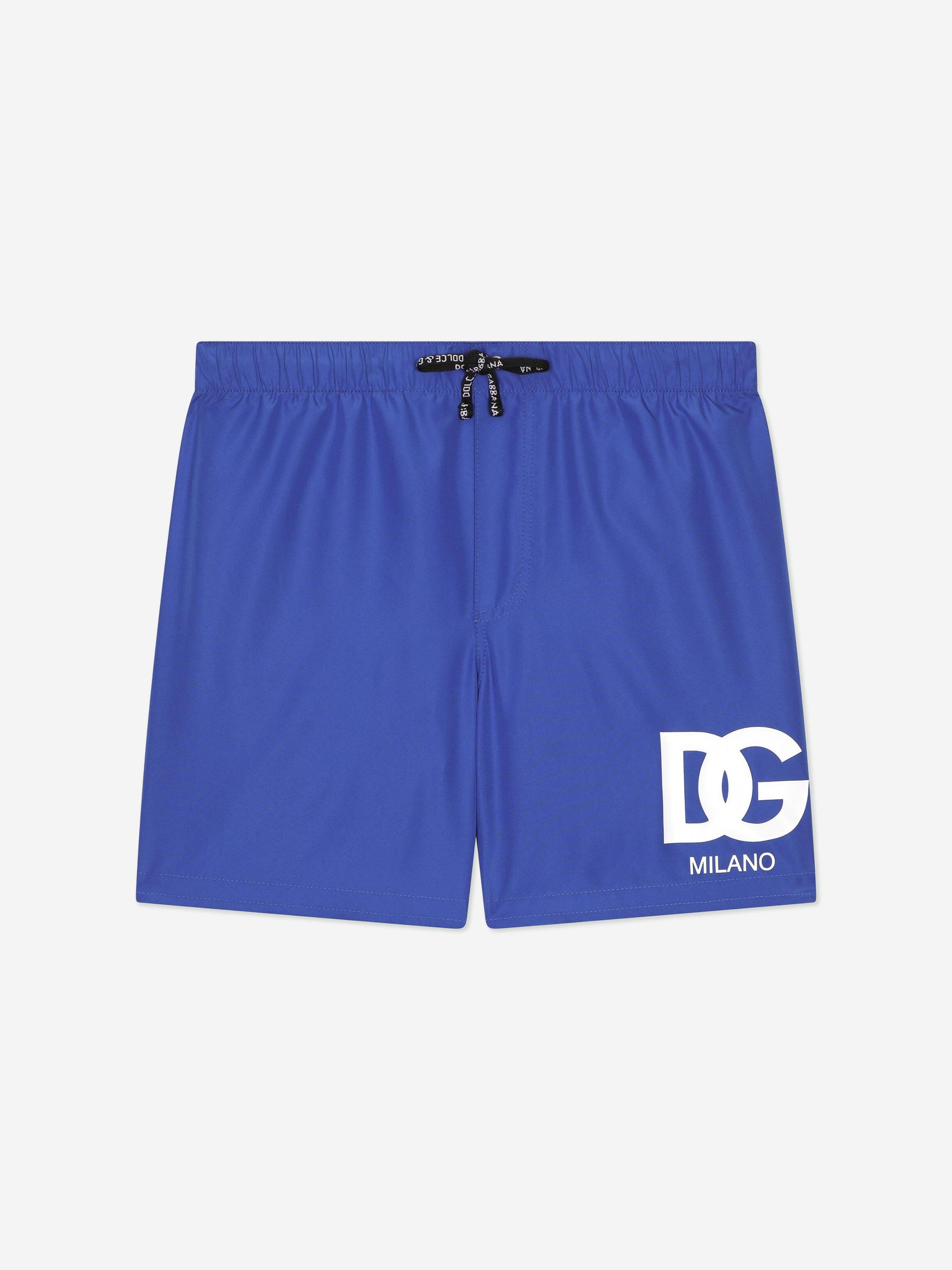 Dolce & Gabbana Boys Milano Logo Swim Shorts in Blue | Childsplay Clothing