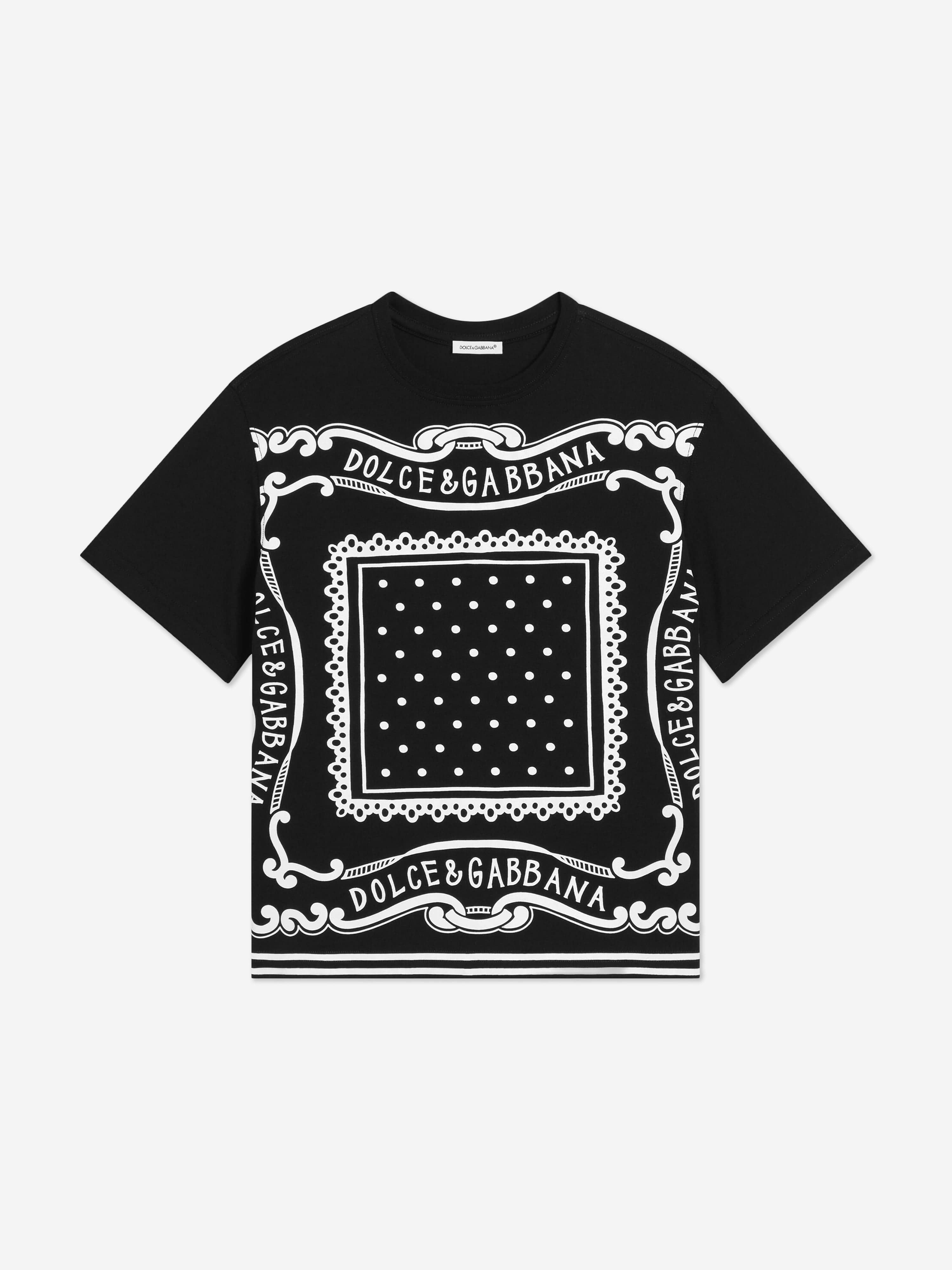 Dolce & Gabbana Boys Bandana Print Logo T-Shirt in Black | Childsplay ...