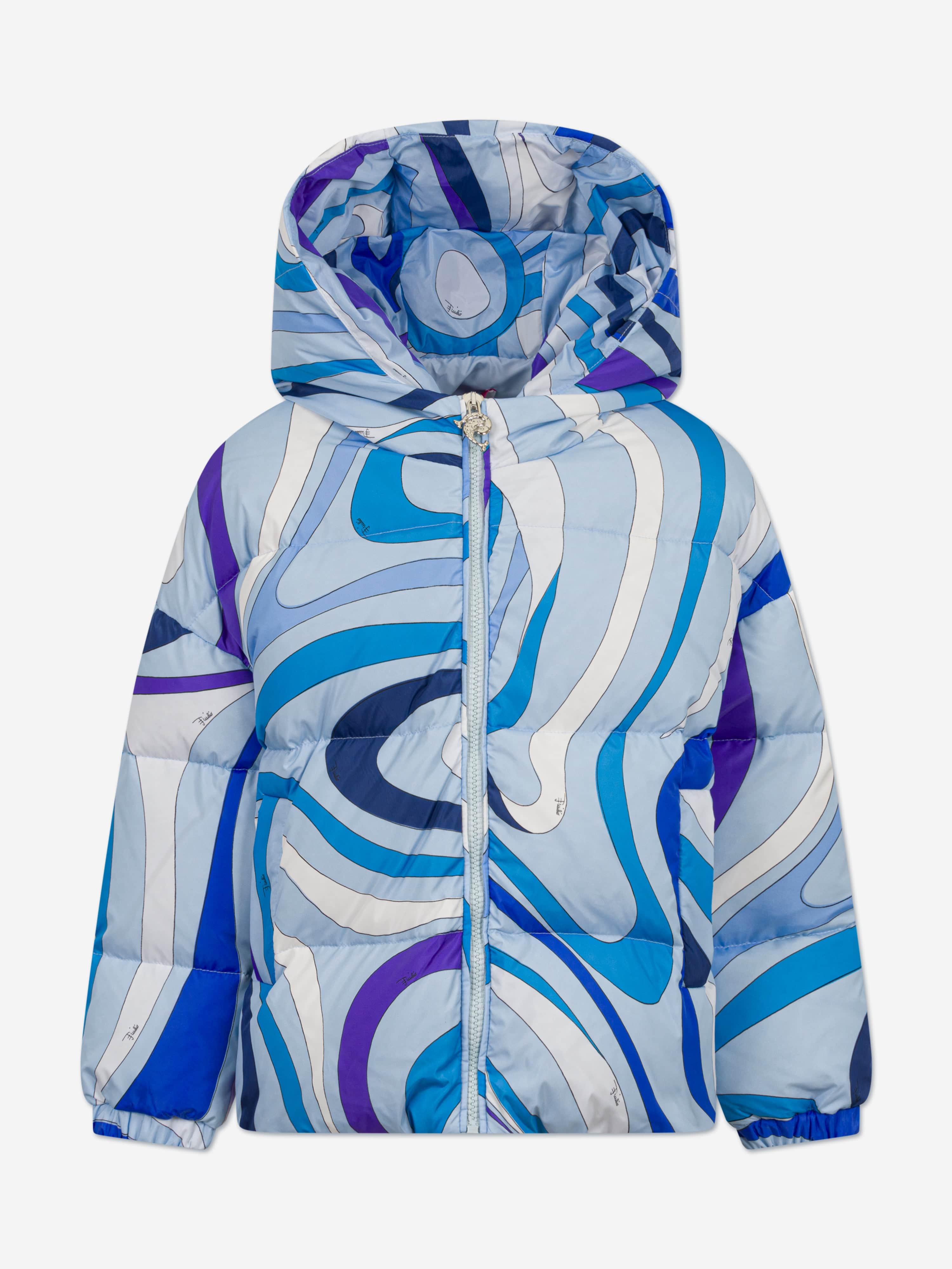 PUCCI Girls Down Padded Puffer Jacket in Blue | Childsplay Clothing