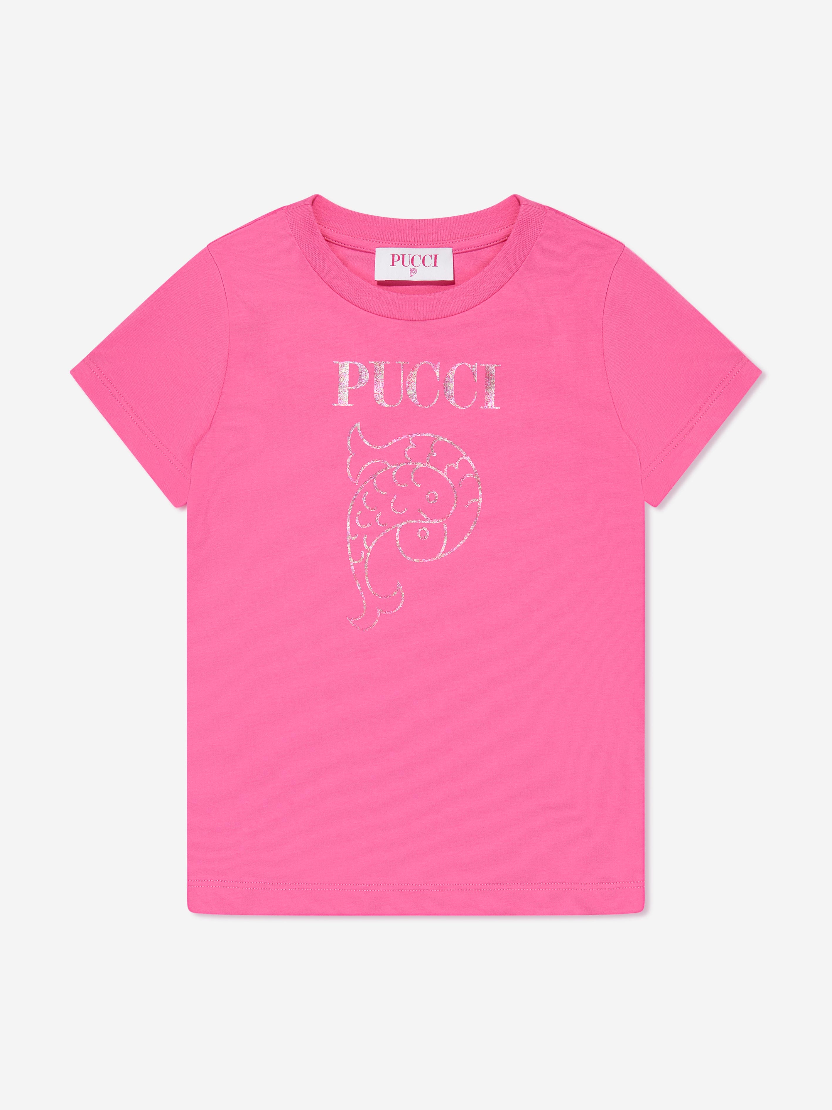 Pucci Girls Fish Logo T-Shirt in Pink | Childsplay Clothing