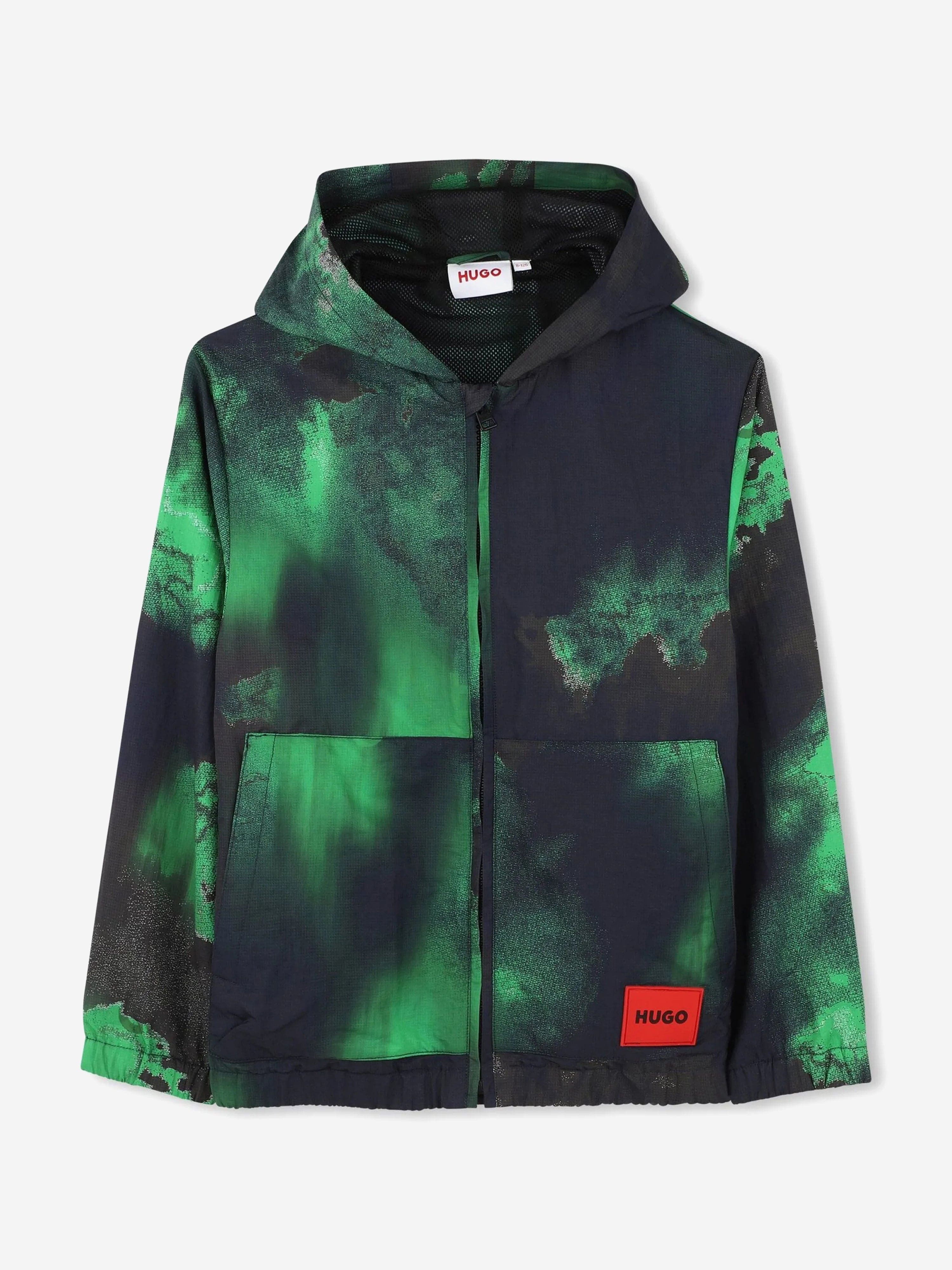 Hugo Boys Hooded Windbreaker in Green | Childsplay Clothing