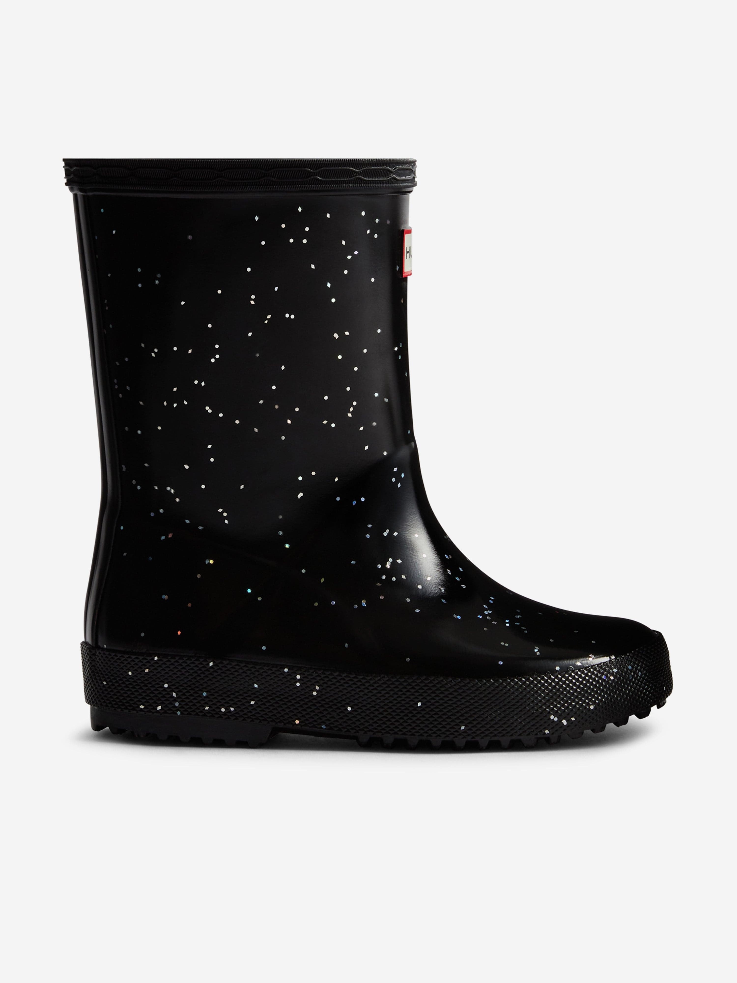Hunter Girls First Giant Glitter Wellington Boots in Black | Childsplay ...