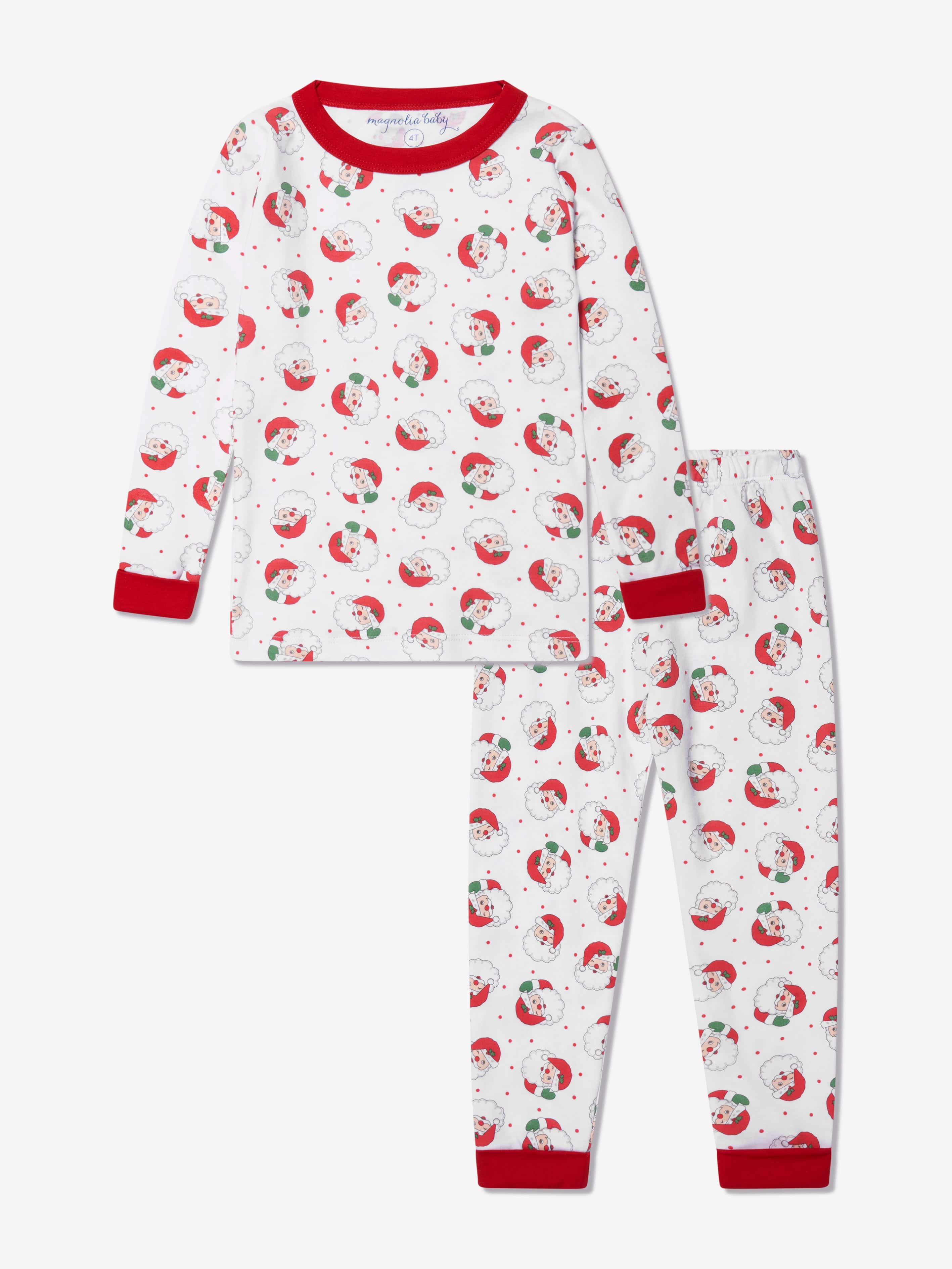 Kids Winking Santa Long Pyjamas in Red | Childsplay Clothing