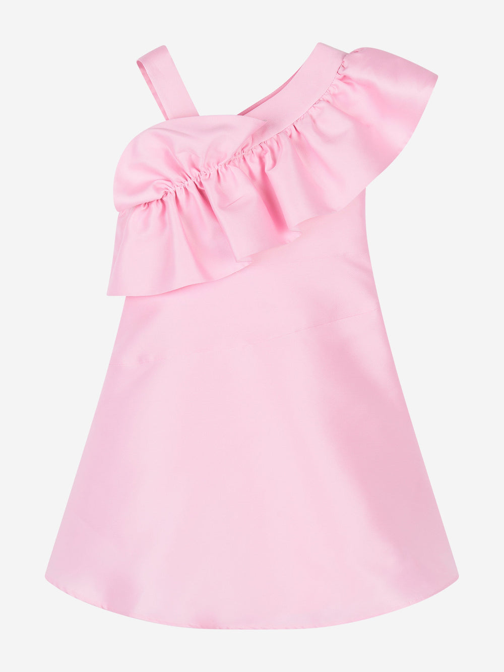 Girls One Shoulder Ruffle Dress in Pink | Childsplay Clothing