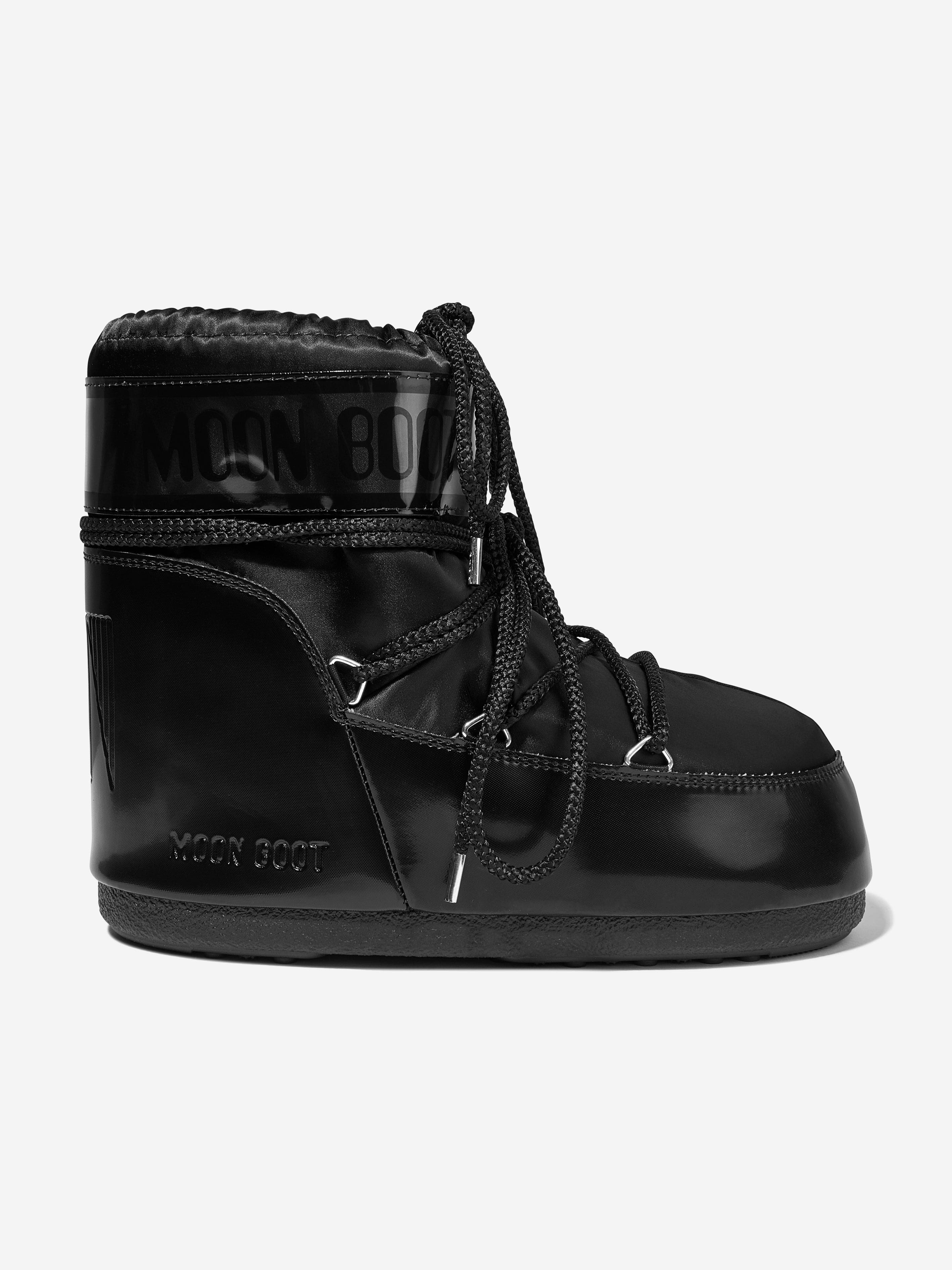 Moon Boot Kids Icon Low Glance Snow Boots in Black | Childsplay Clothing
