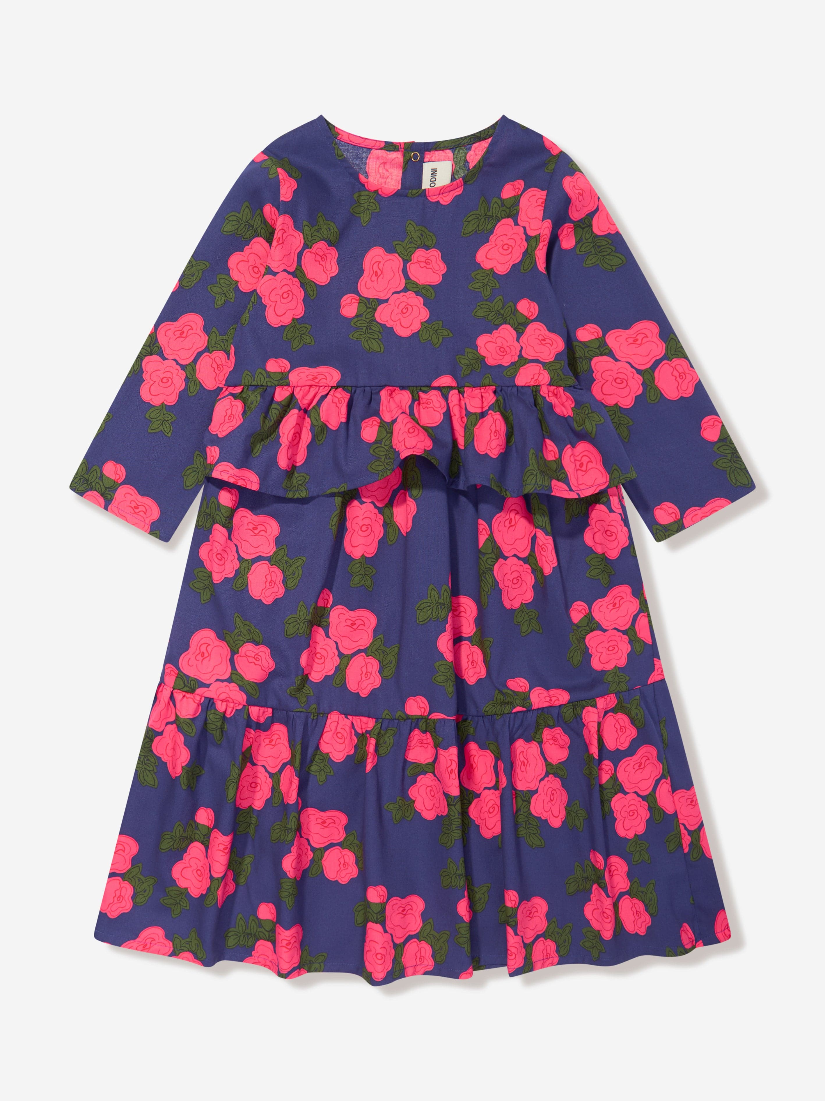 Mini Rodini Girls Rose Frill Dress in Blue | Childsplay Clothing