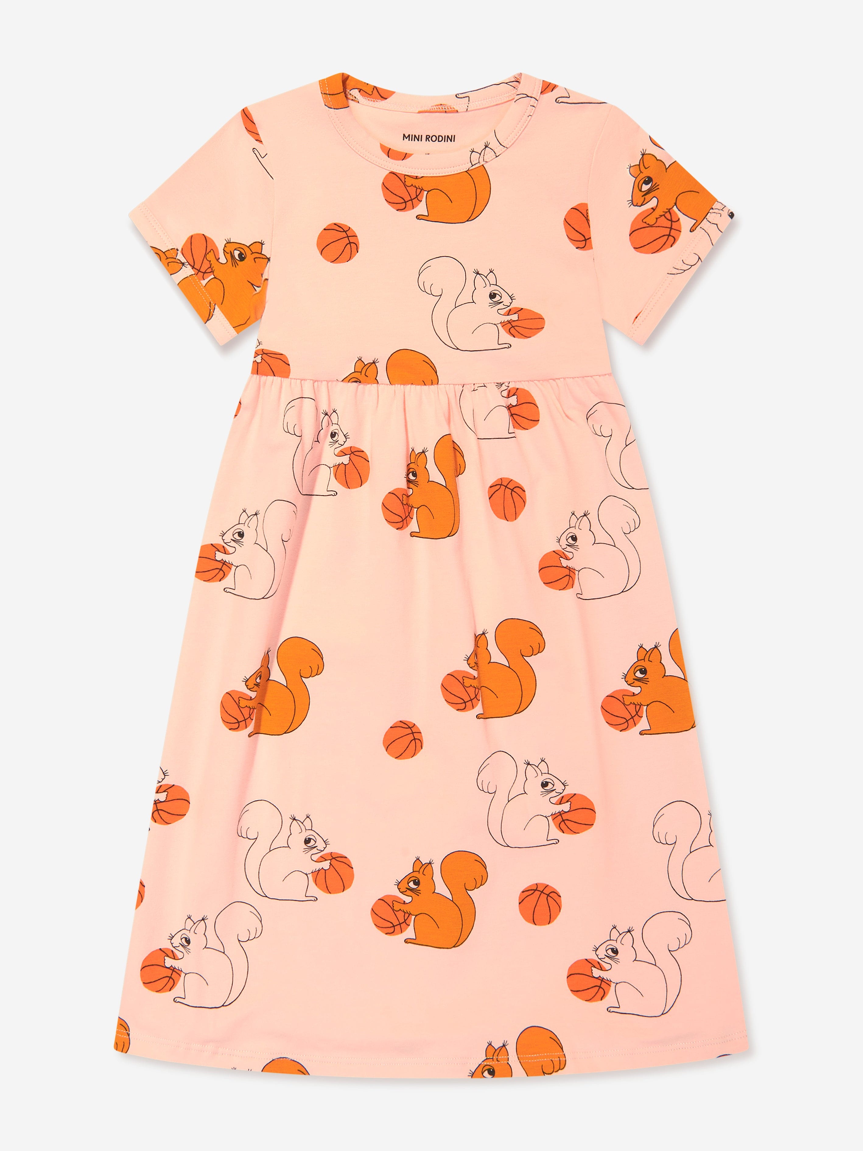 Mini Rodini Girls Squirrels Print Dress in Pink | Childsplay Clothing