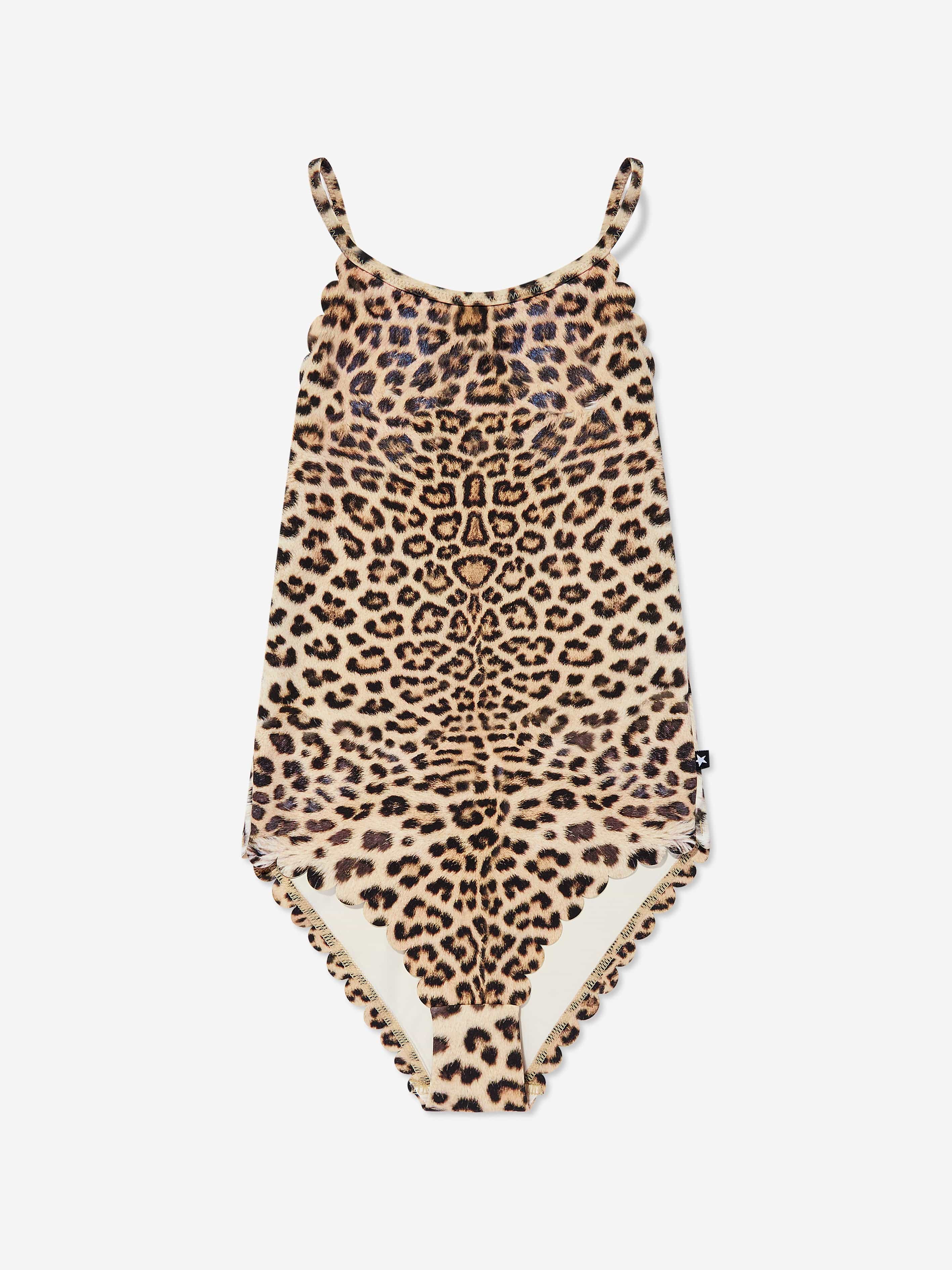 Molo Girls Noelle Leopard Swimsuit in Brown (UPF50+) | Childsplay Clothing