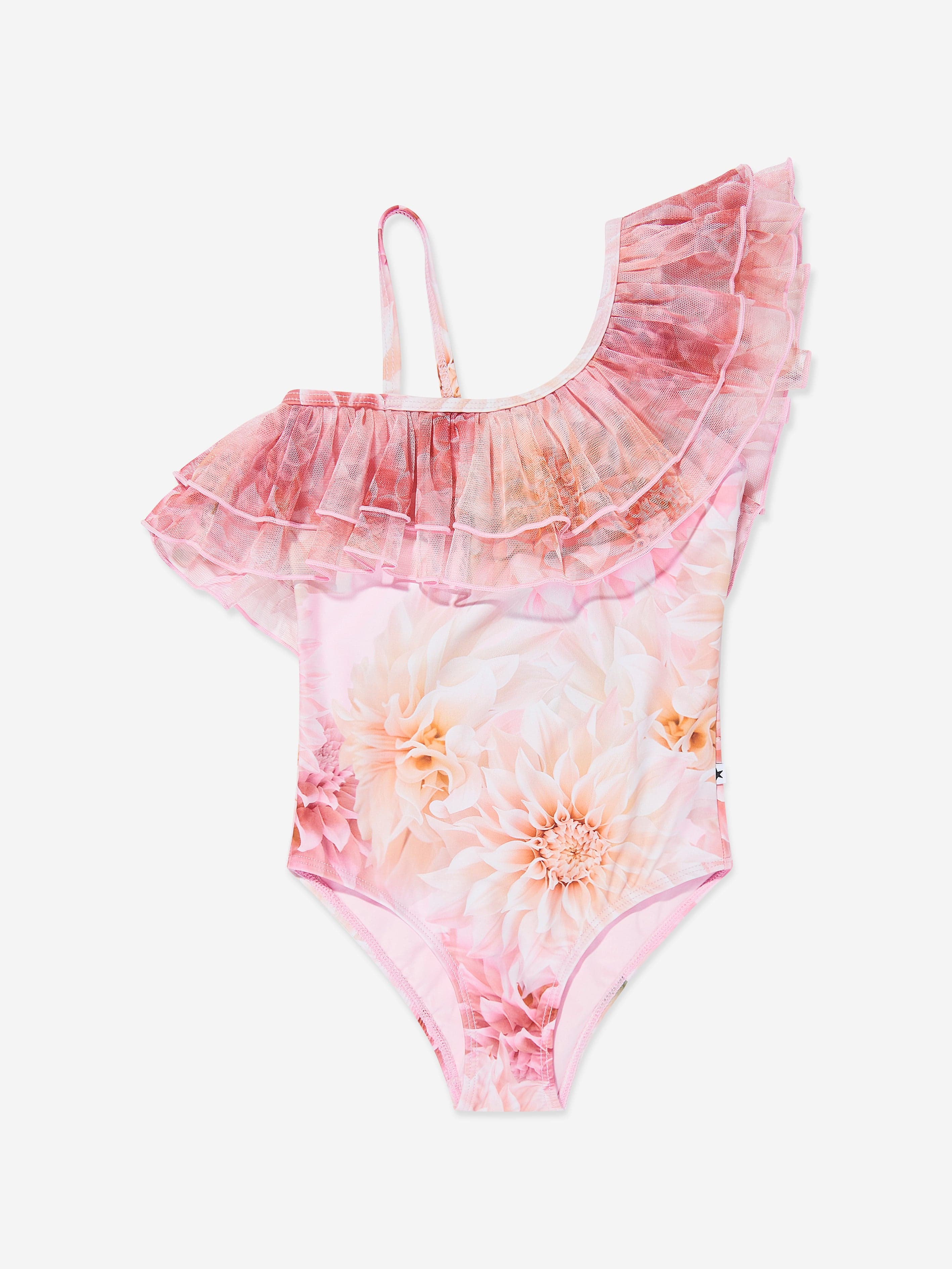 Molo Girls Nilla Dahila Swimsuit in Pink (UPF50+) | Childsplay Clothing