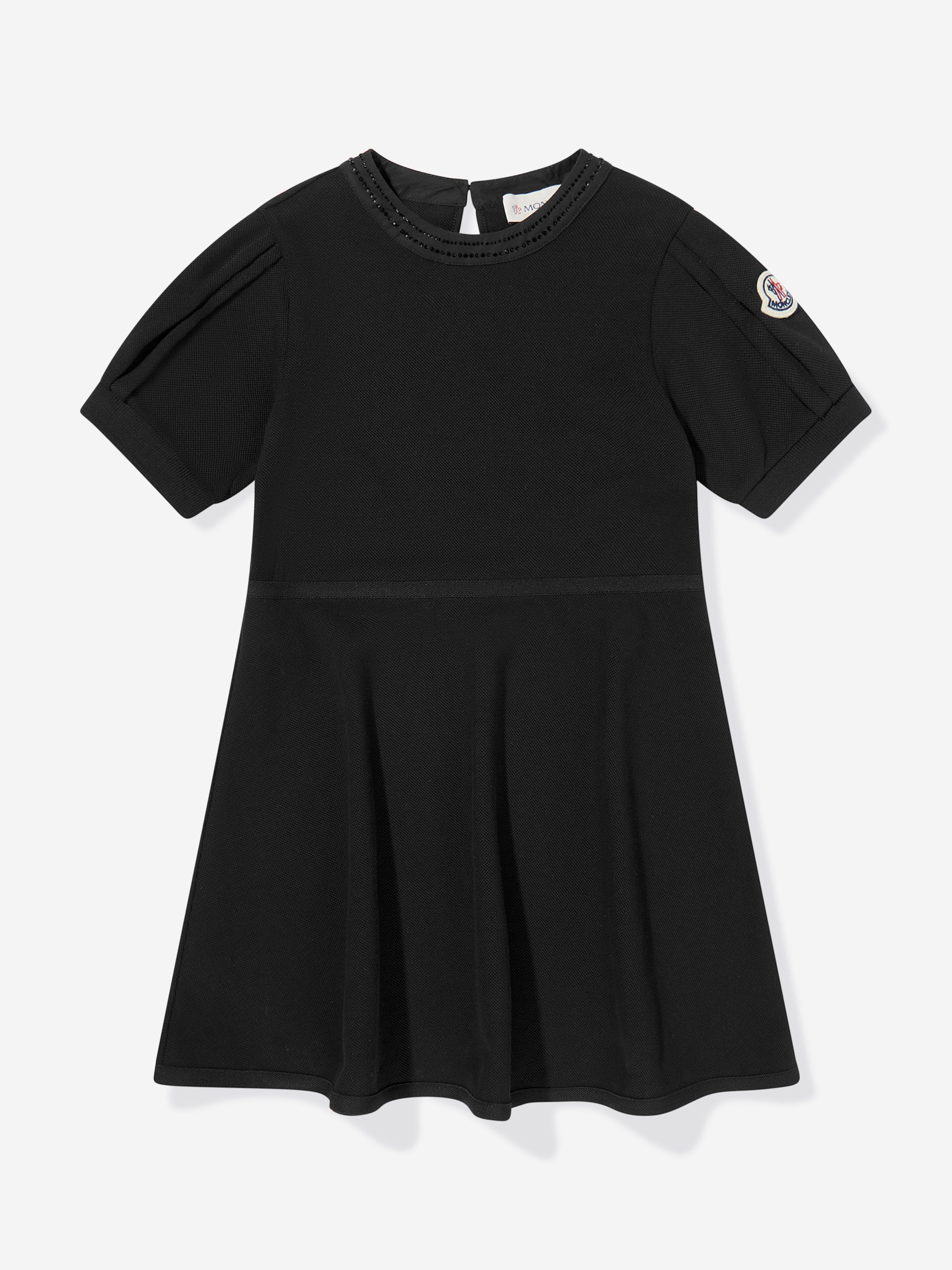 Moncler Enfant Girls Cotton Dress in Black | Childsplay Clothing