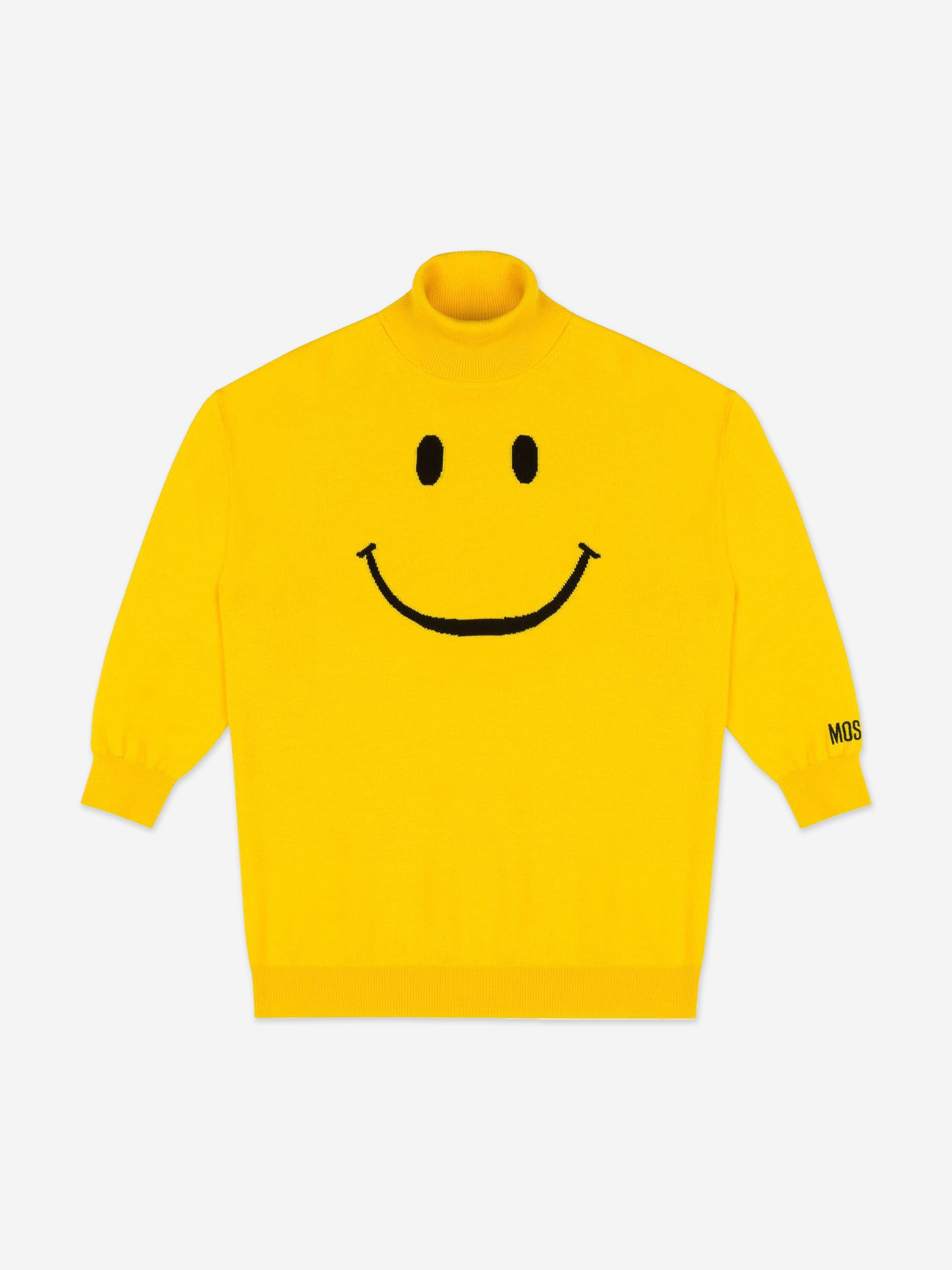 Moschino Girls Smiley Face Knitted Dress in Yellow | Childsplay Clothing