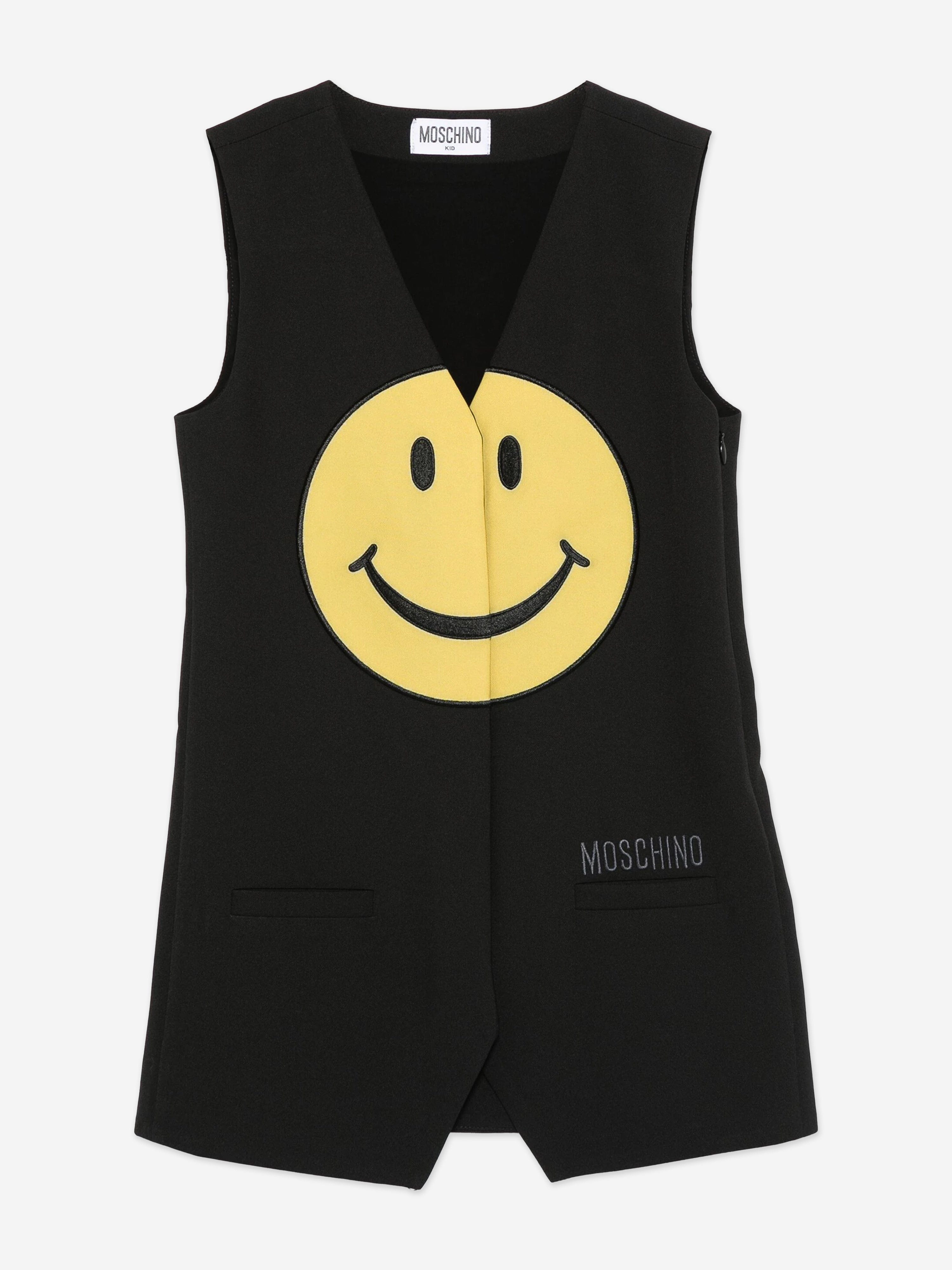 Moschino Girls Smiley Face Dress in Black | Childsplay Clothing
