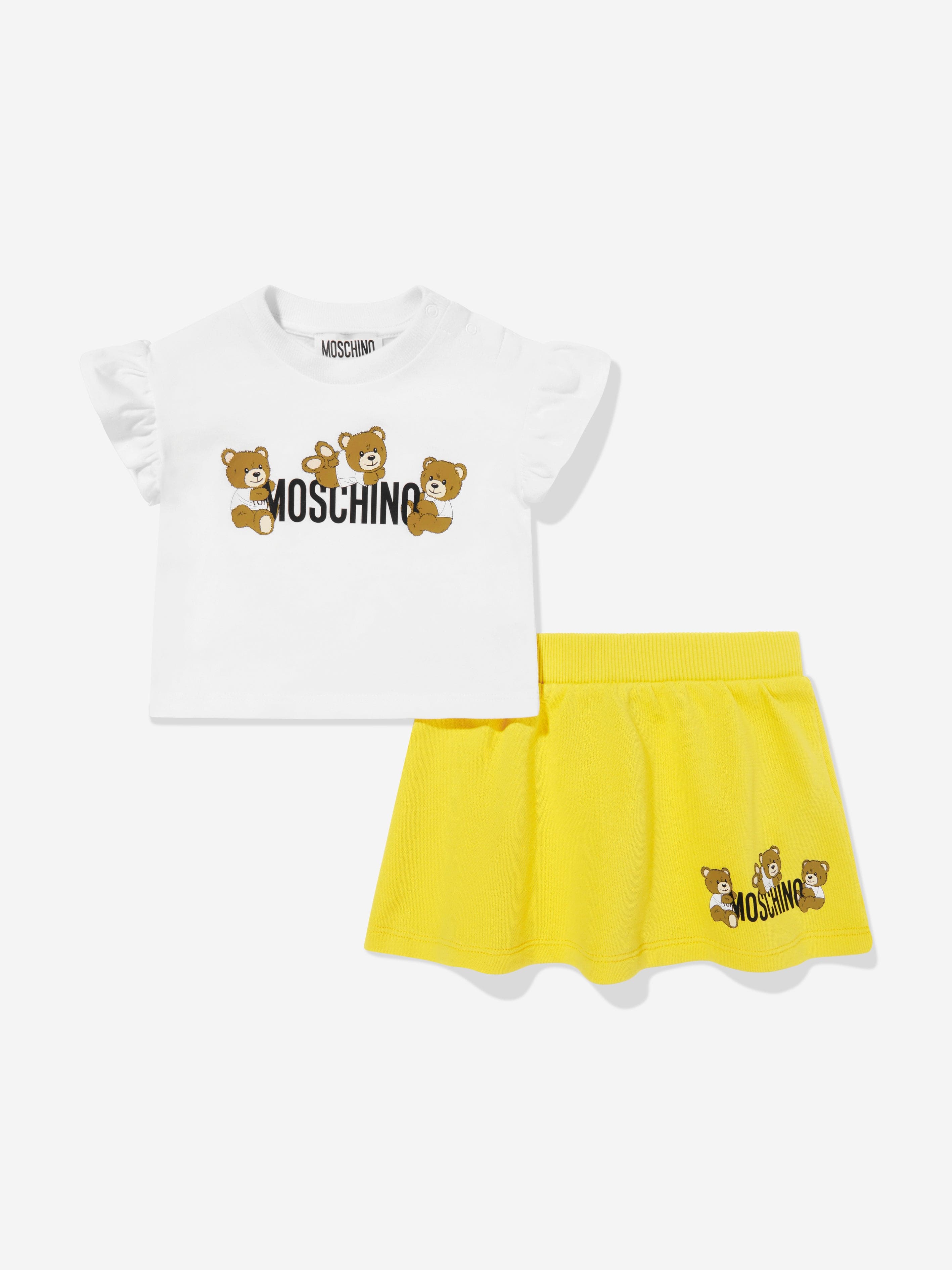 Moschino Baby Girls Teddy Bear Skirt Set in Yellow | Childsplay Clothing