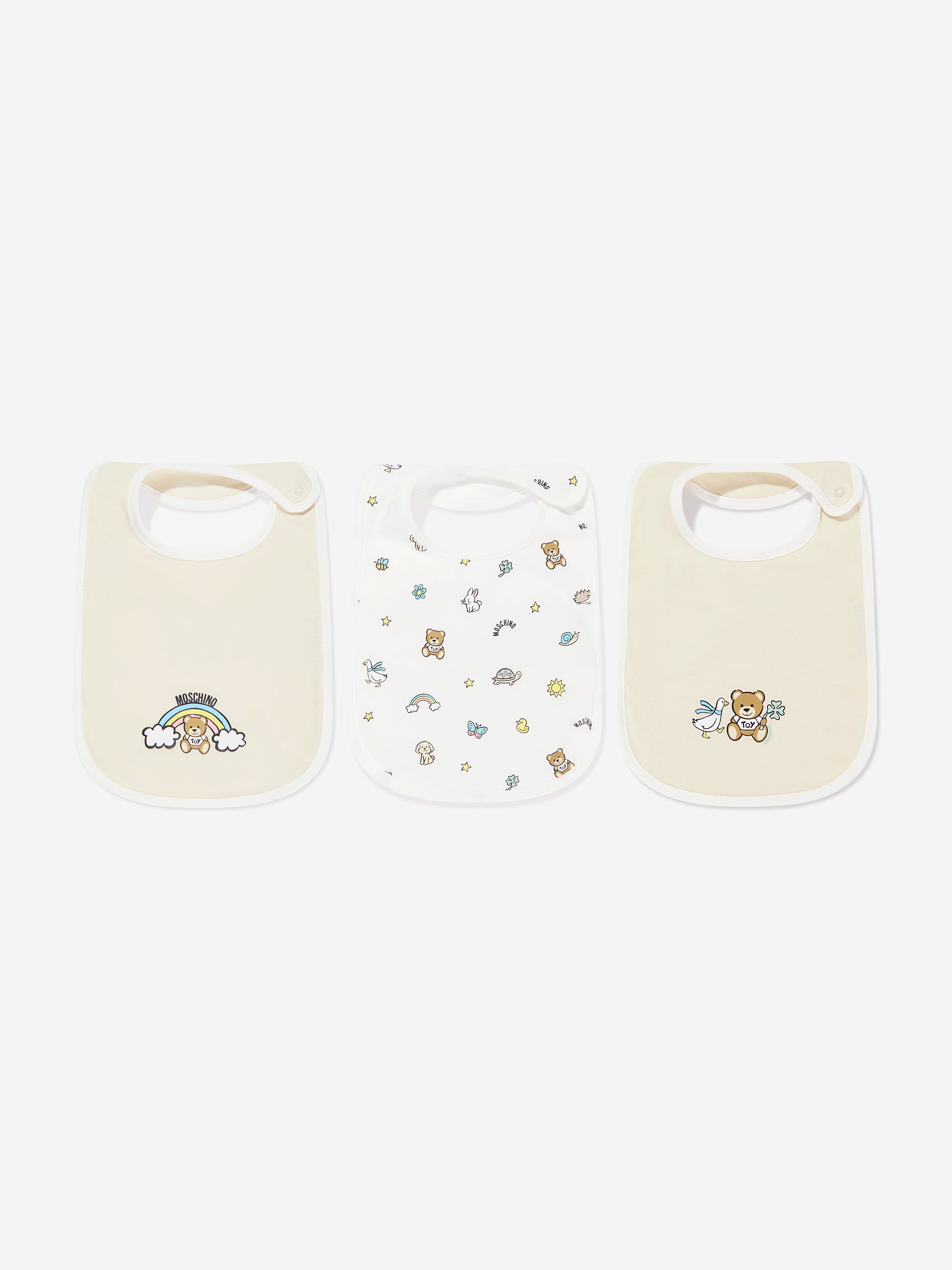 Moschino Baby Teddy Bear Bib Set (3 Piece) in Beige | Childsplay Clothing
