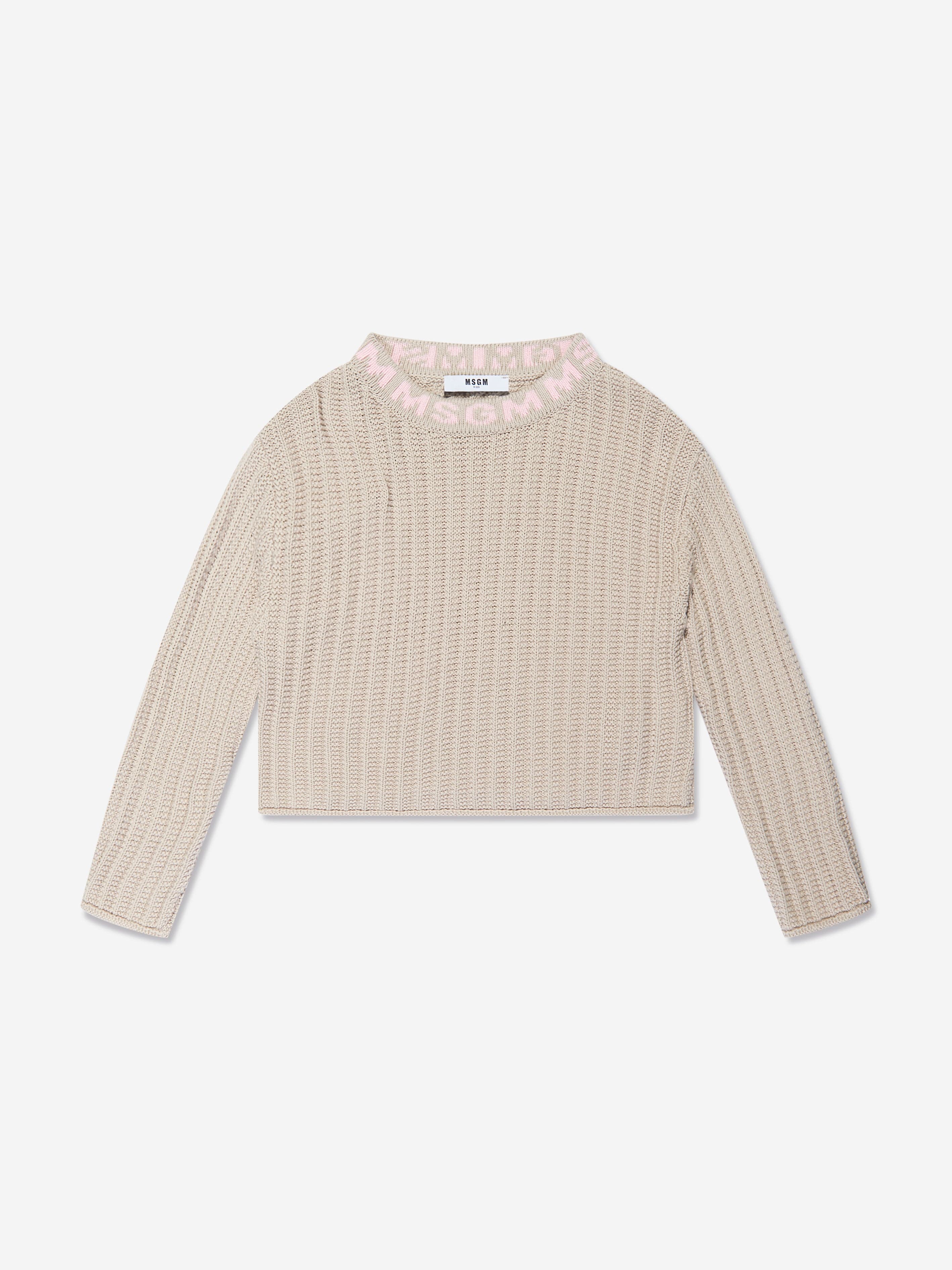 MSGM Girls Knitted Jumper in Beige | Childsplay Clothing