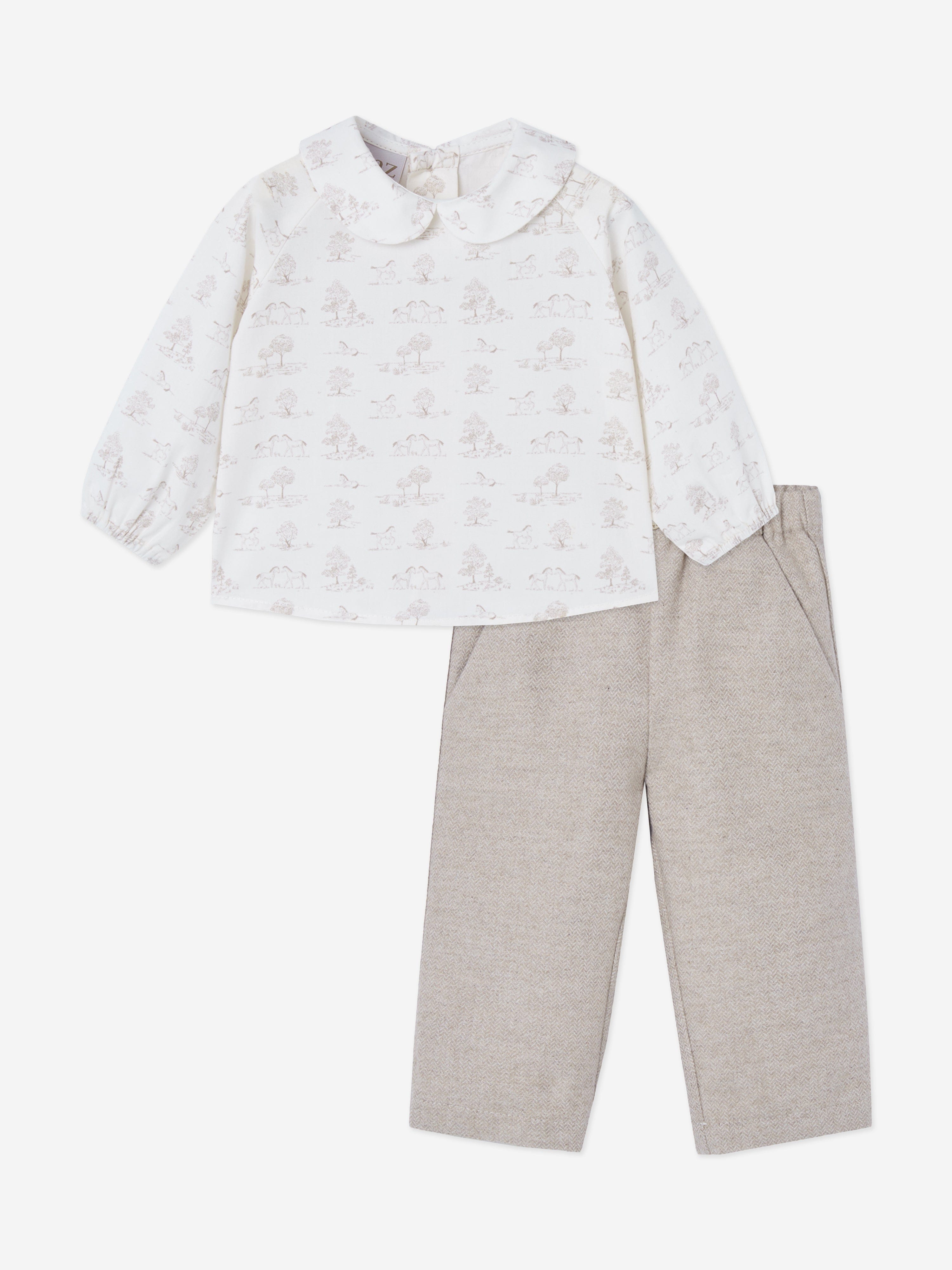 Paz Rodriguez Baby Boys Trouser Set in Beige | Childsplay Clothing