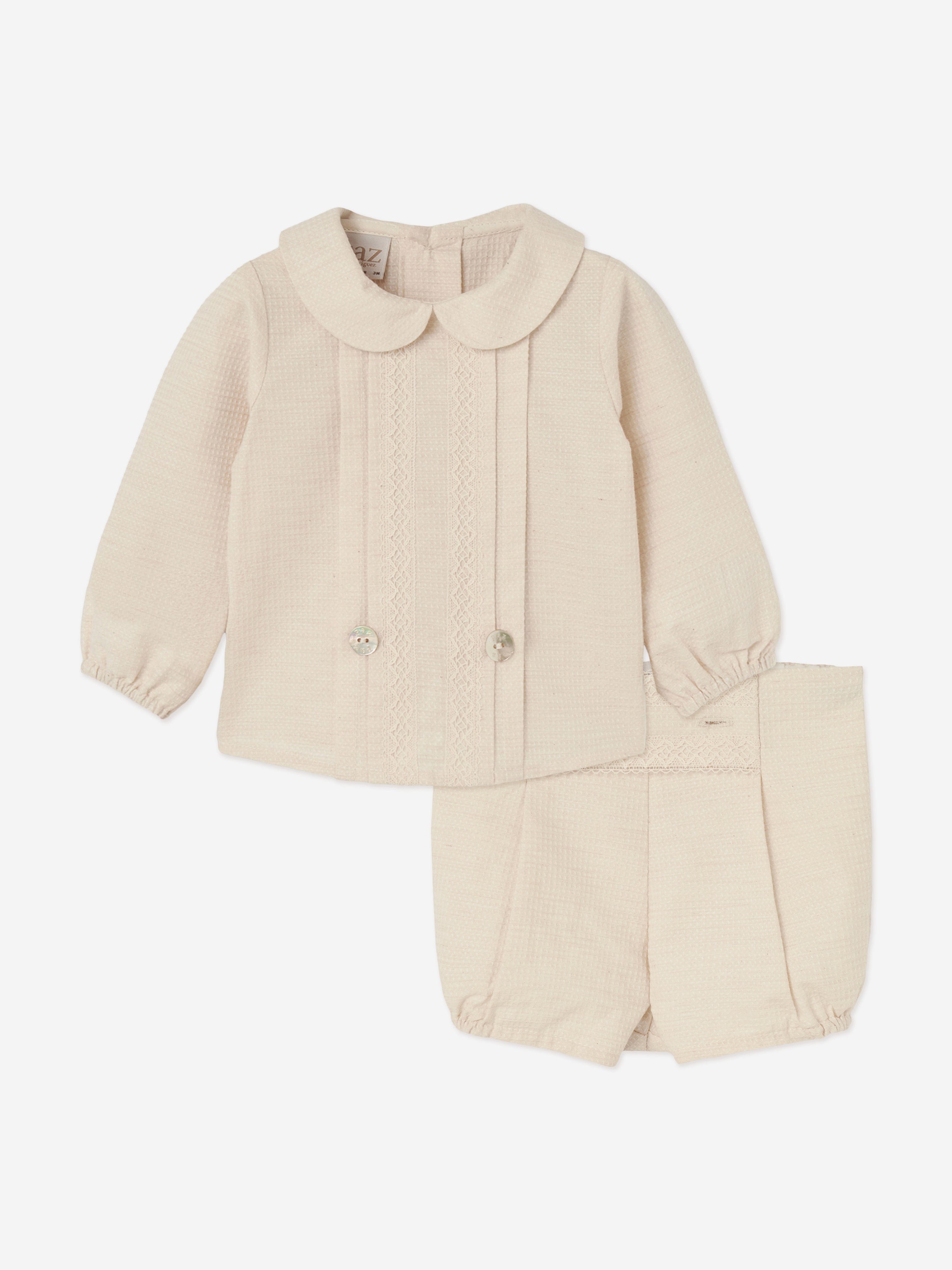 Paz Rodriguez Baby Boys Blouse and Shorts Set in Beige | Childsplay ...