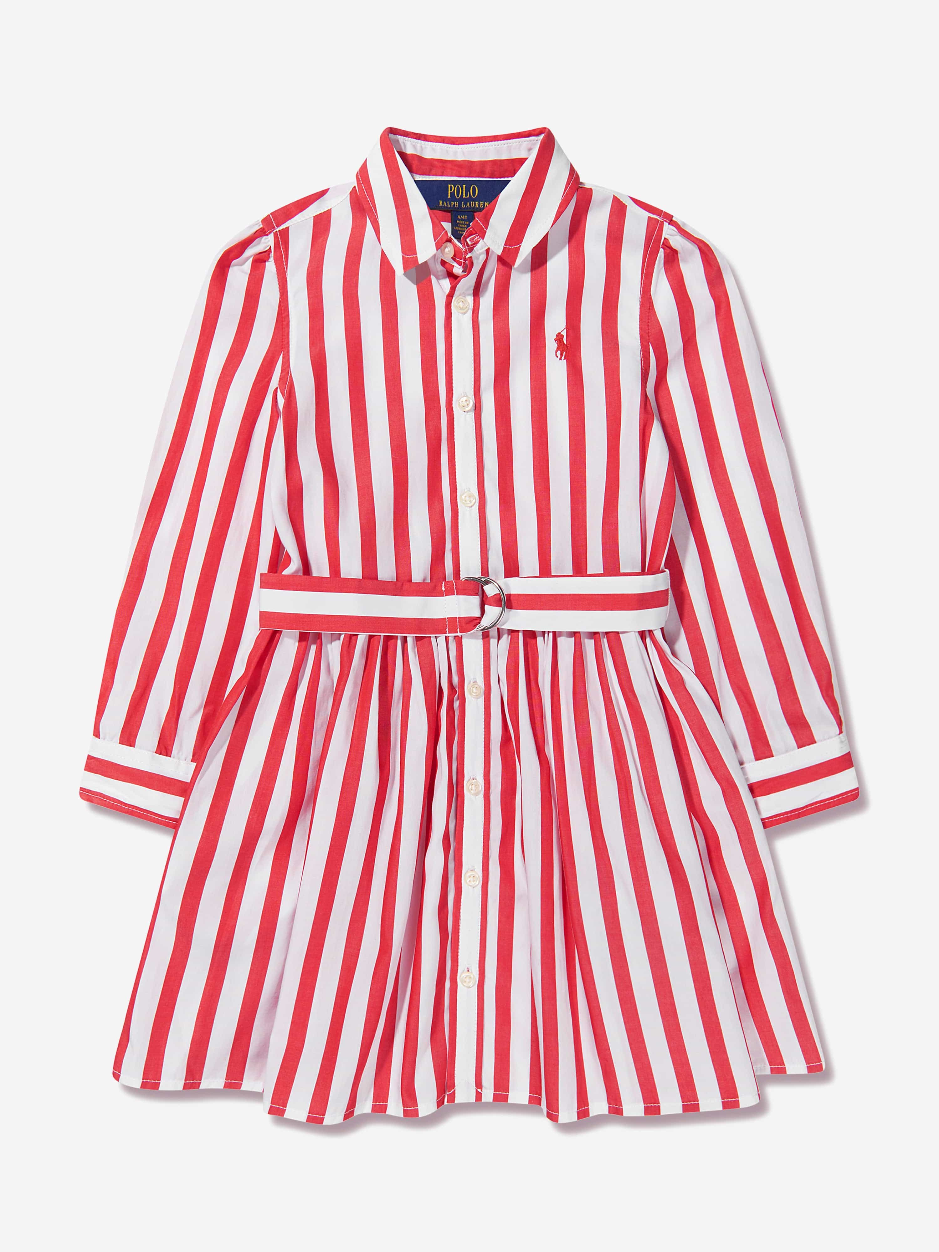 Girls Striped Shirt Dress in Red | Childsplay Clothing
