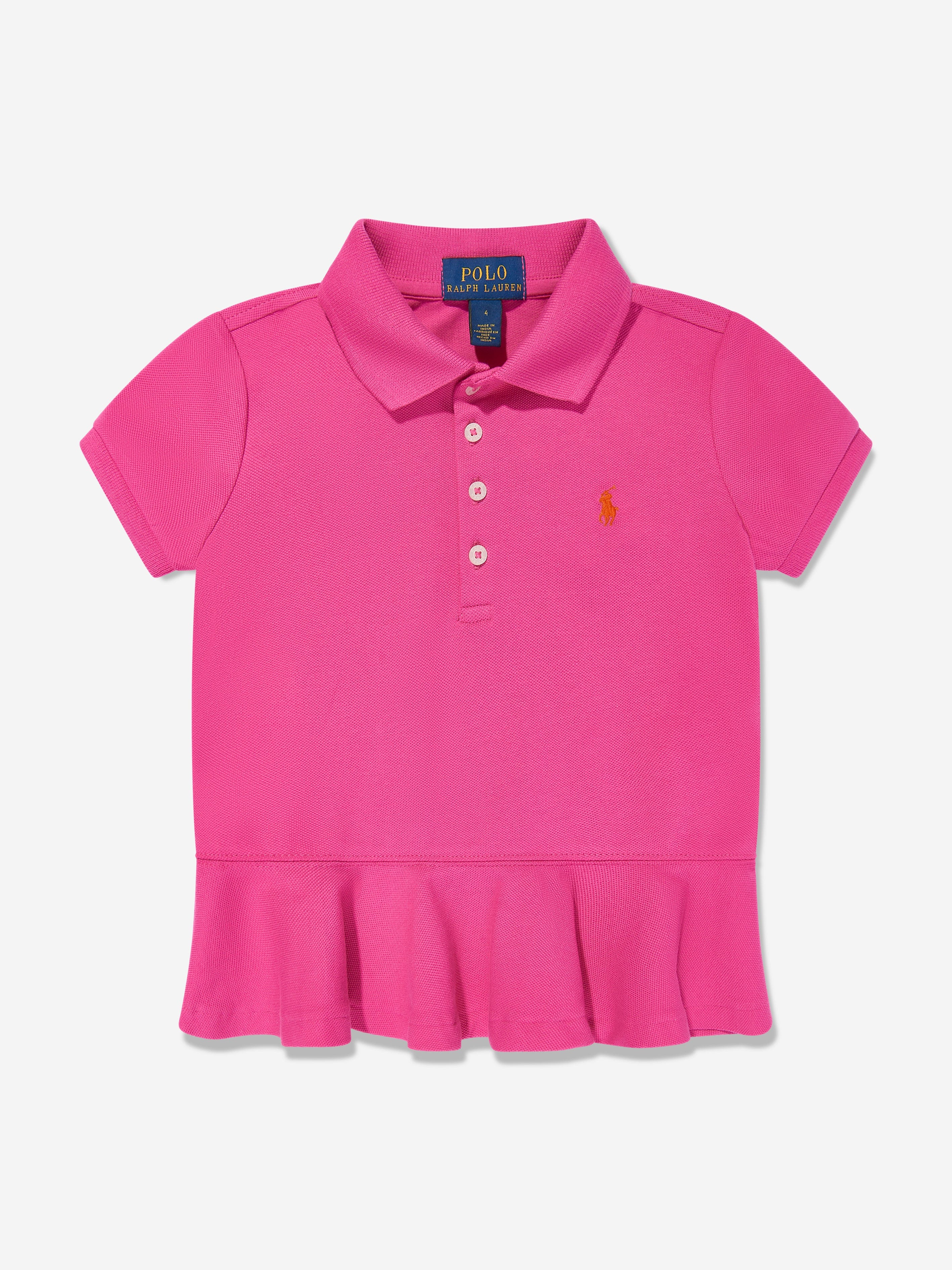Ralph Lauren Girls Peplum Polo Shirt in Pink | Childsplay Clothing