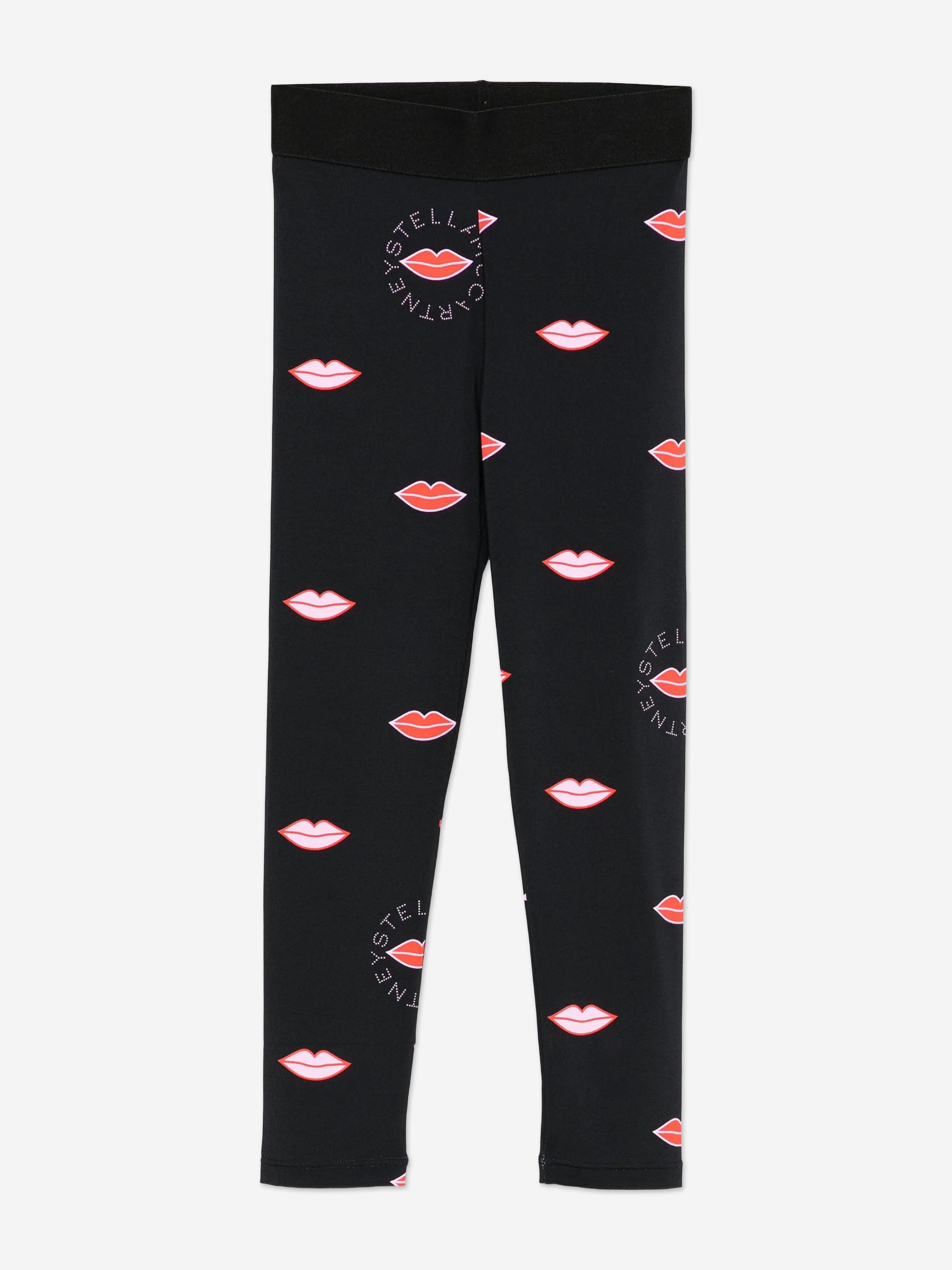 Stella McCartney Girls Lips AOP Leggings in Black | Childsplay Clothing