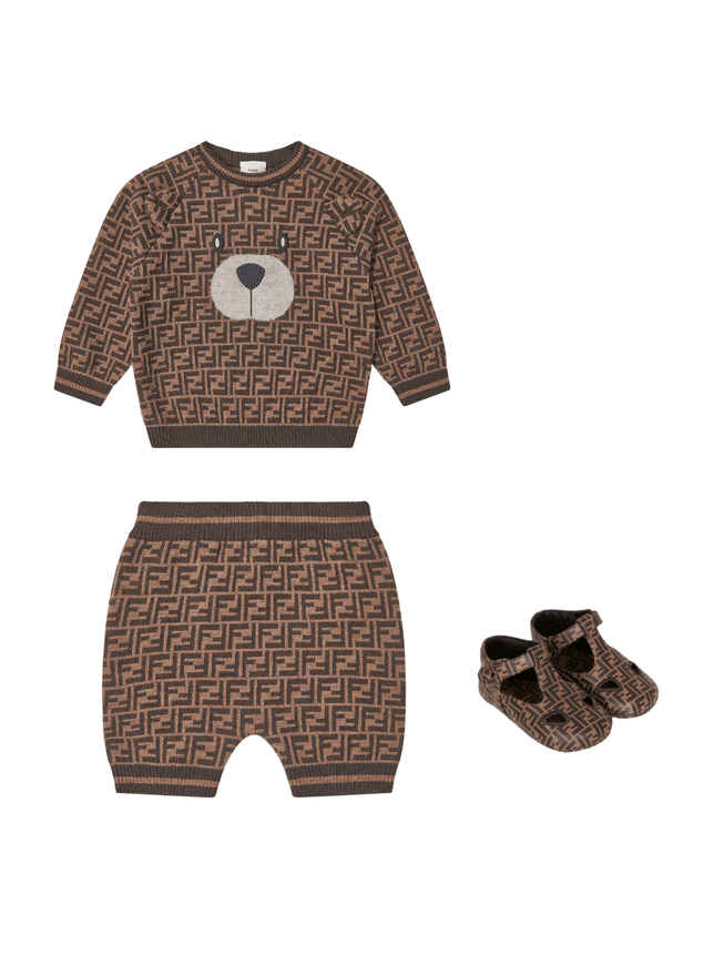 Fendi Baby Wool FF Logo Bear Jumper in Brown | Childsplay Clothing