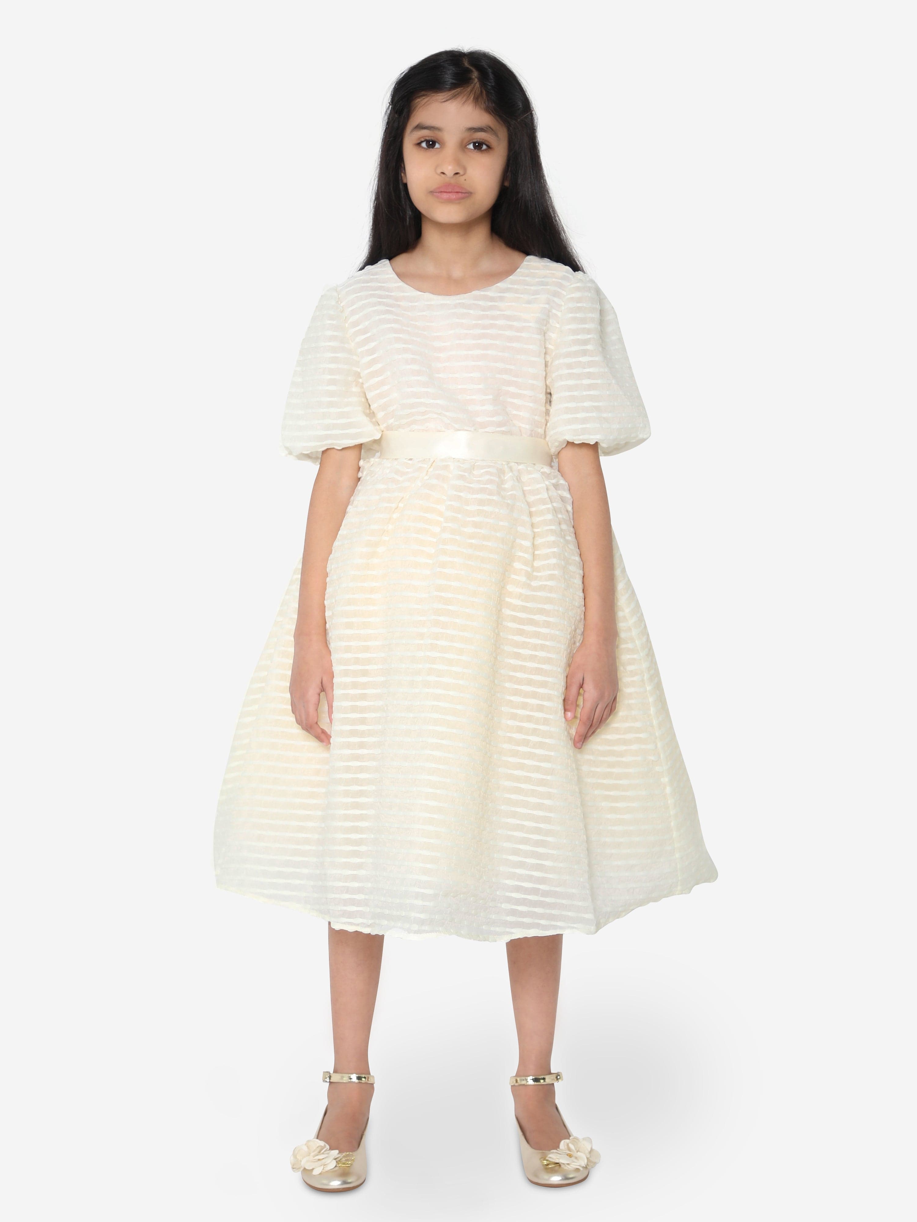 iAMe - Girls Puffed Sleeve Dress in Yellow | Childsplay Clothing