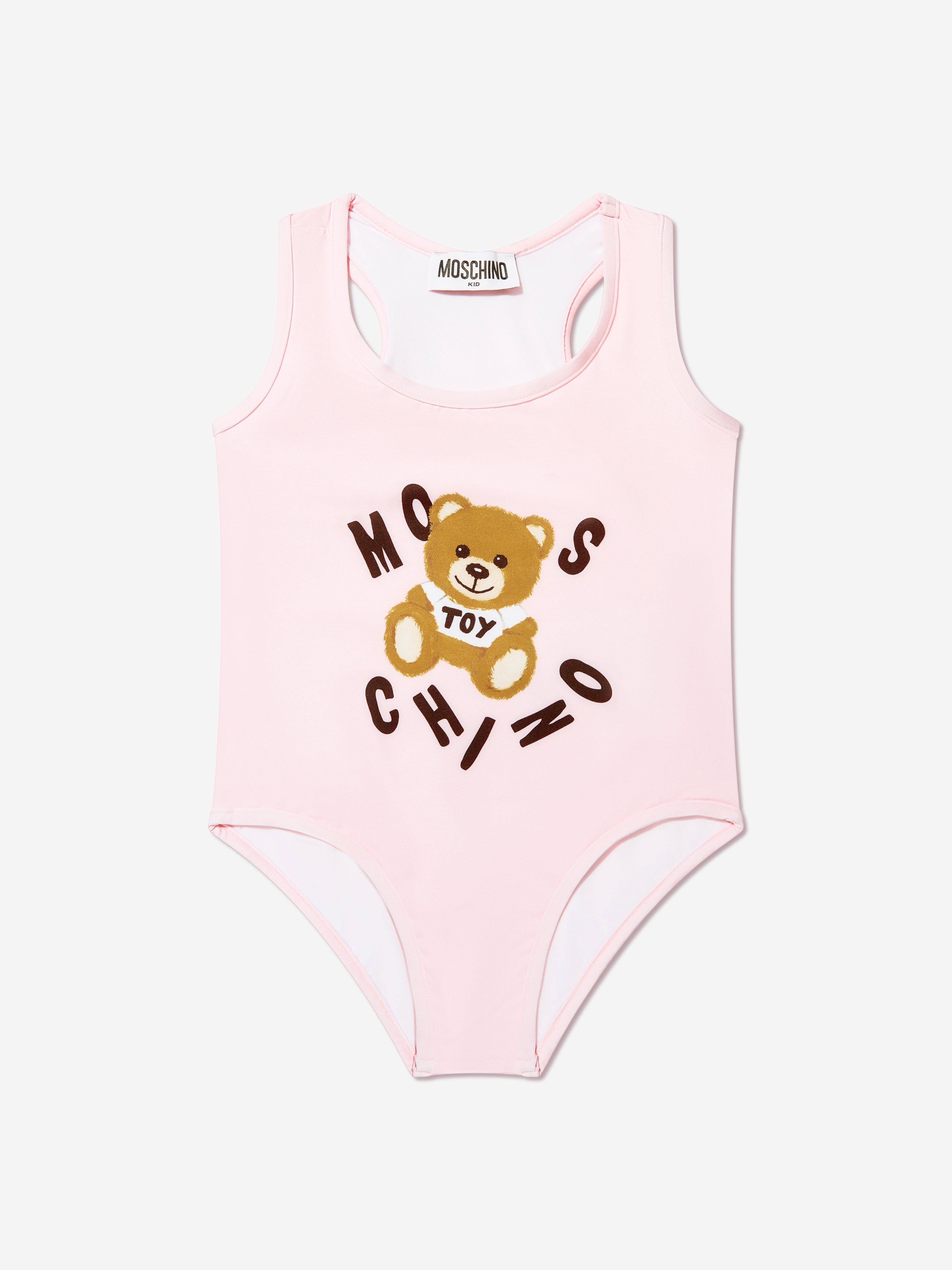 Girls Teddy Logo Swimming Costume in Pink | Childsplay Clothing
